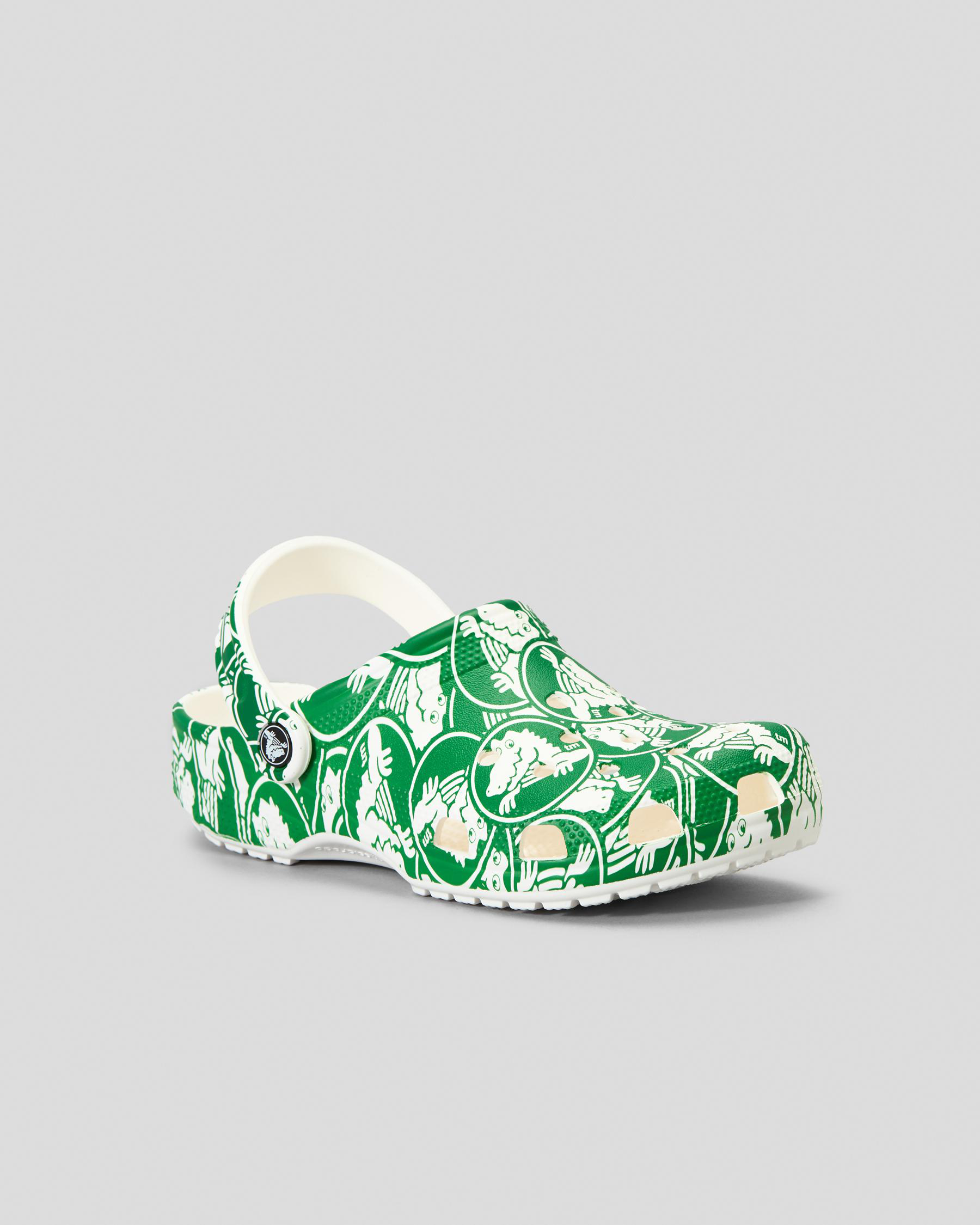 Shop Crocs Duke Print Classic Clogs In Green Ivy - Fast Shipping & Easy ...