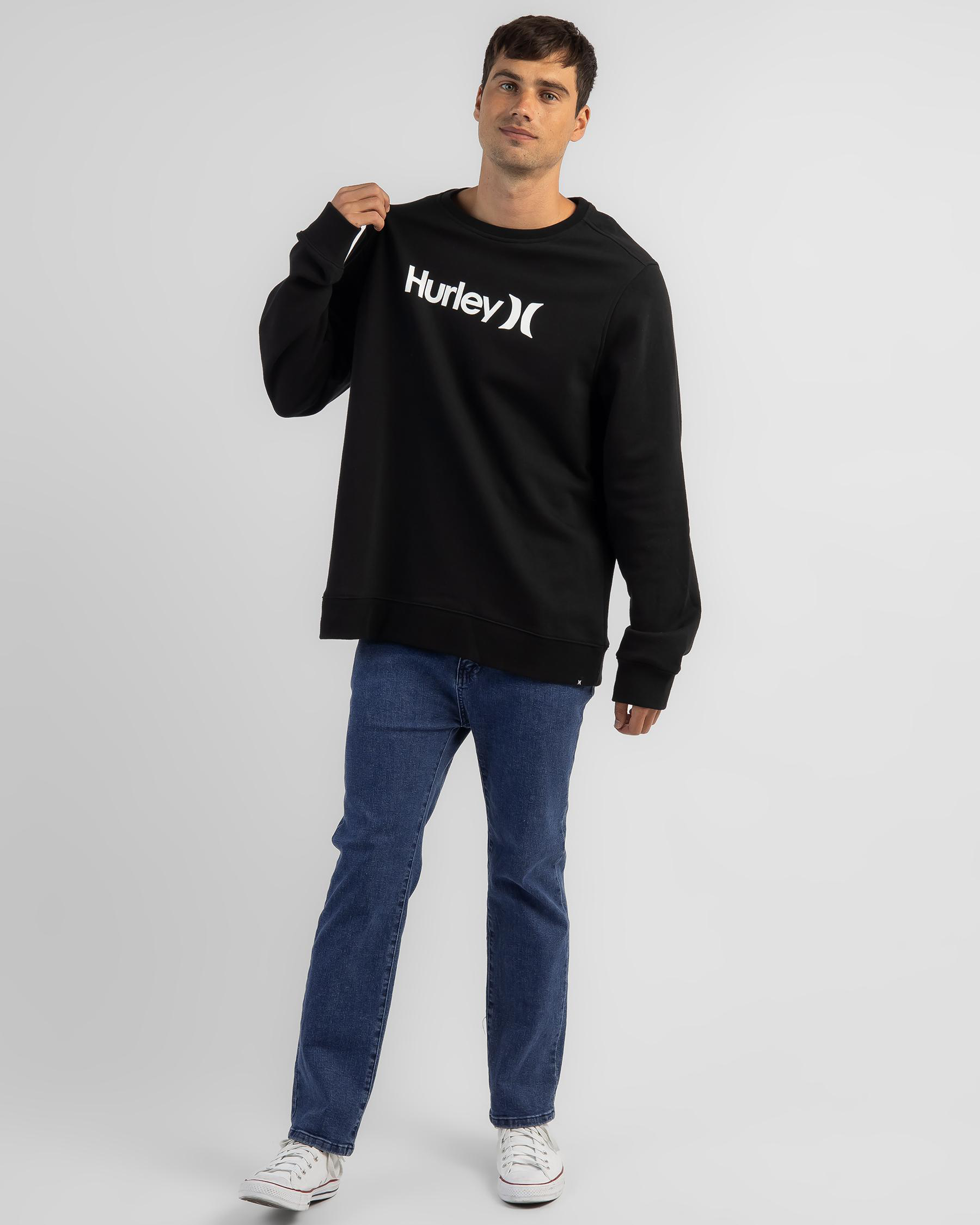 Shop Hurley One And Only Solid Crew Sweatshirt In Black - Fast Shipping ...
