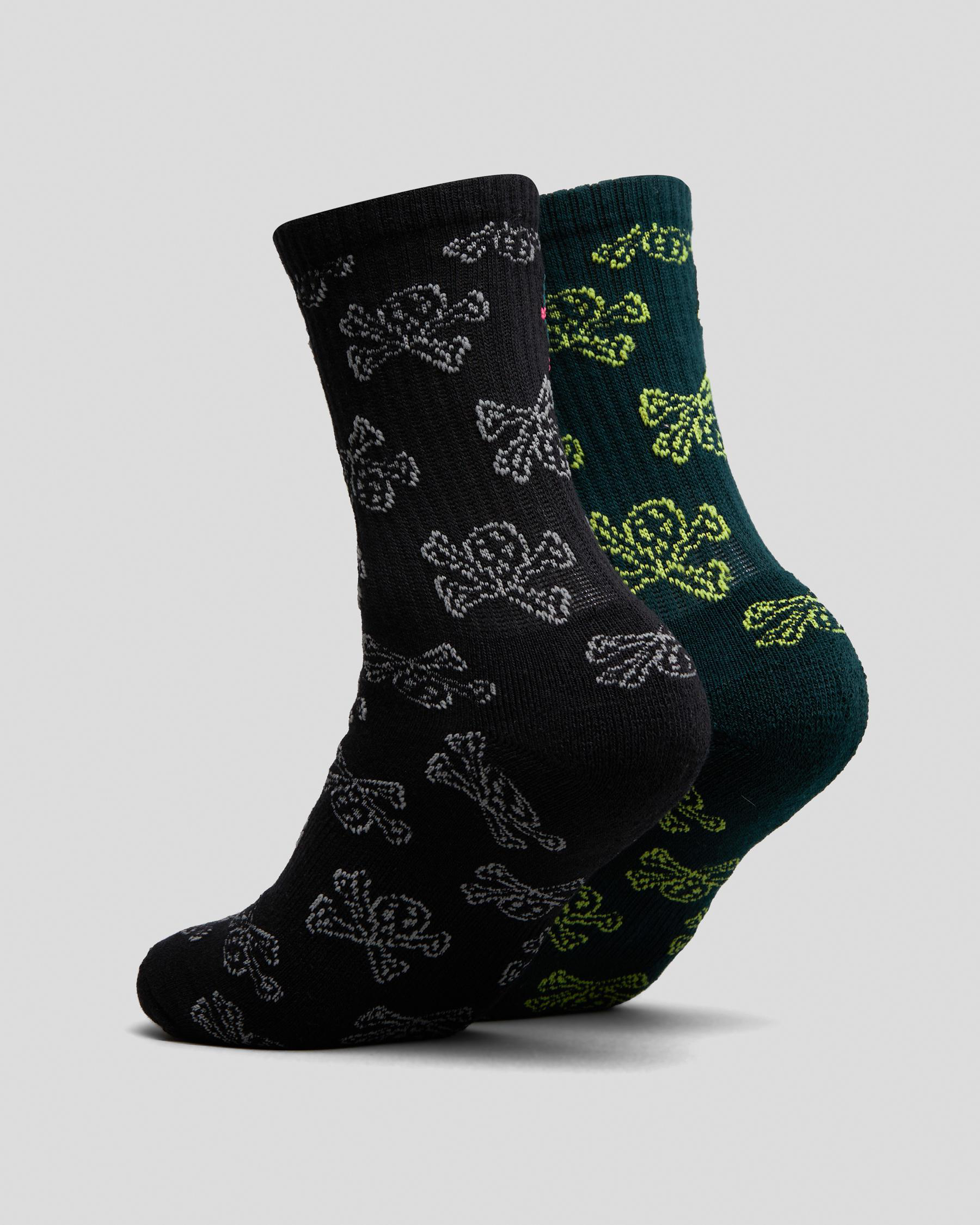 Santa Cruz Boys' Oval Dot Skull Crew Socks 2 Pack In Black/green - FREE ...