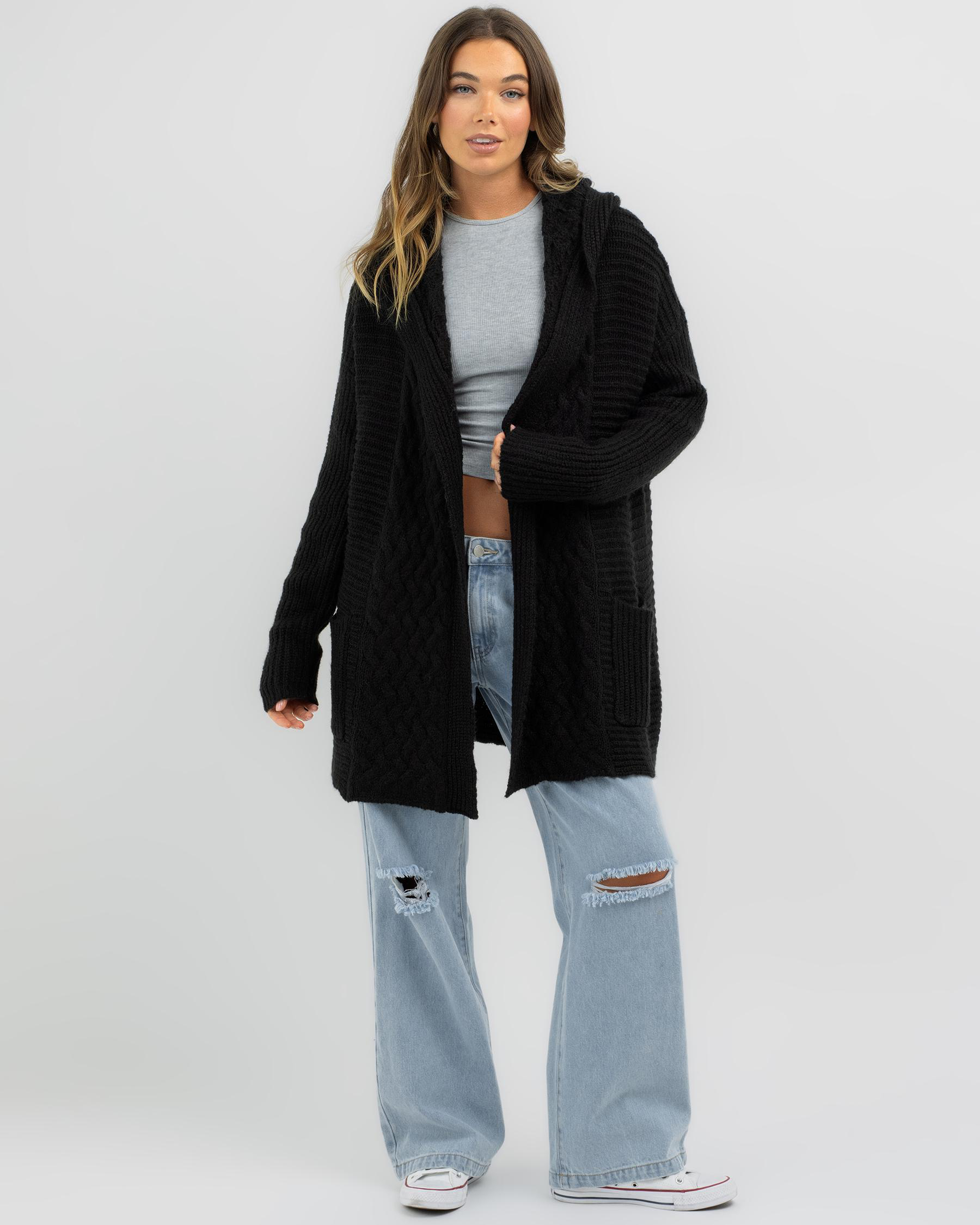 Shop Volcom Homeward Bound II Knit Cardigan In Black - Fast Shipping ...