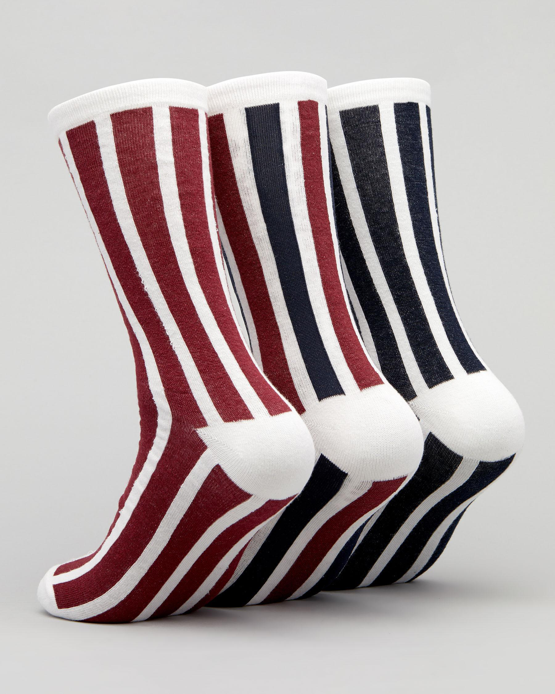 Shop Stussy Vertical Stripe Socks 3 Pack In Multi - Fast Shipping ...