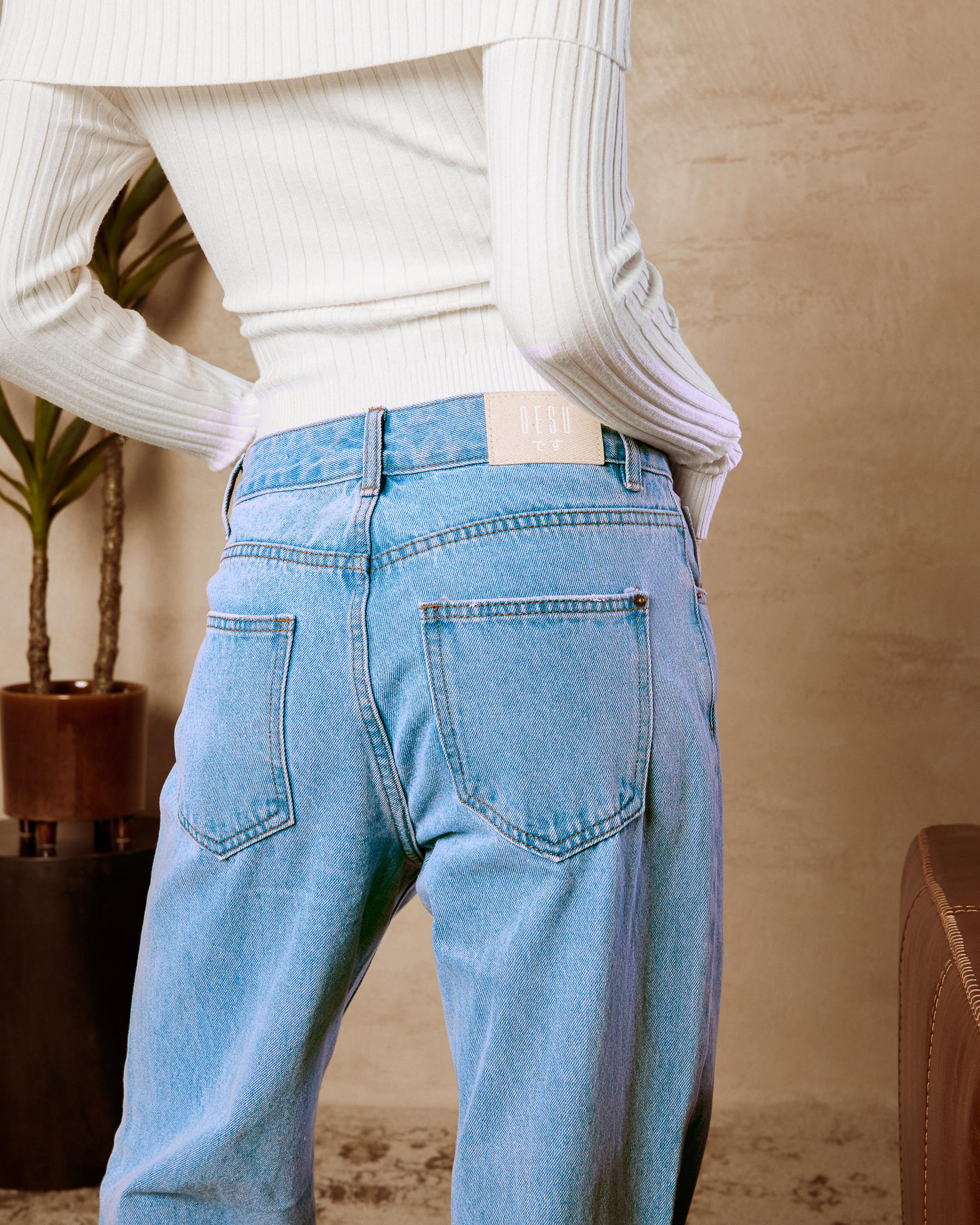 DESU Alice Straight Leg Jeans In Mid Blue - FREE* Shipping & Easy ...