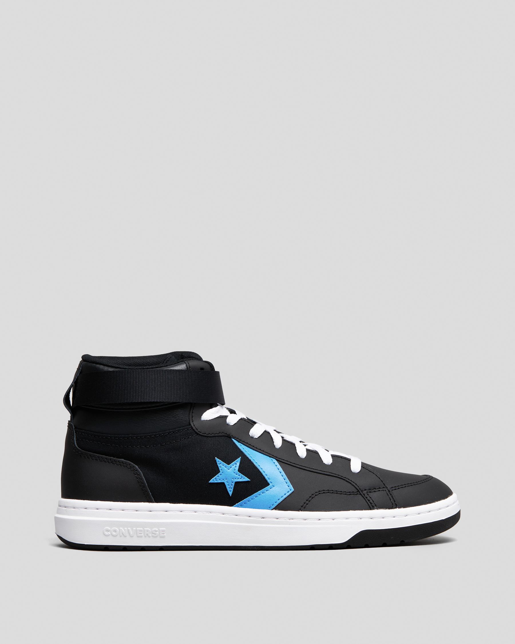 Shop Converse Pro Blaze V2 Mid Shoes In Black/dial Up Blue/white - Fast ...