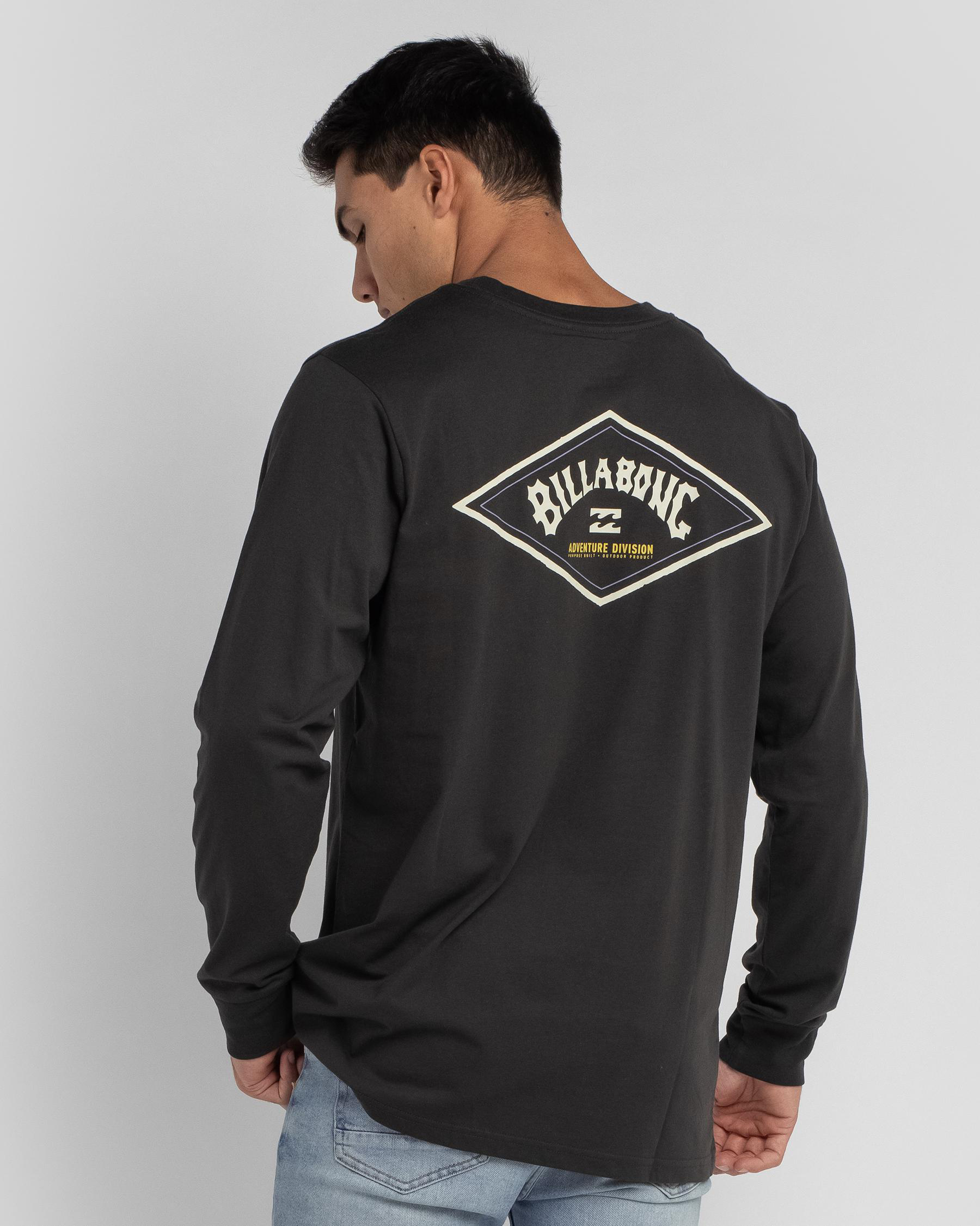 Shop Billabong Adiv Diamond Long Sleeve T-Shirt In Black - Fast ...