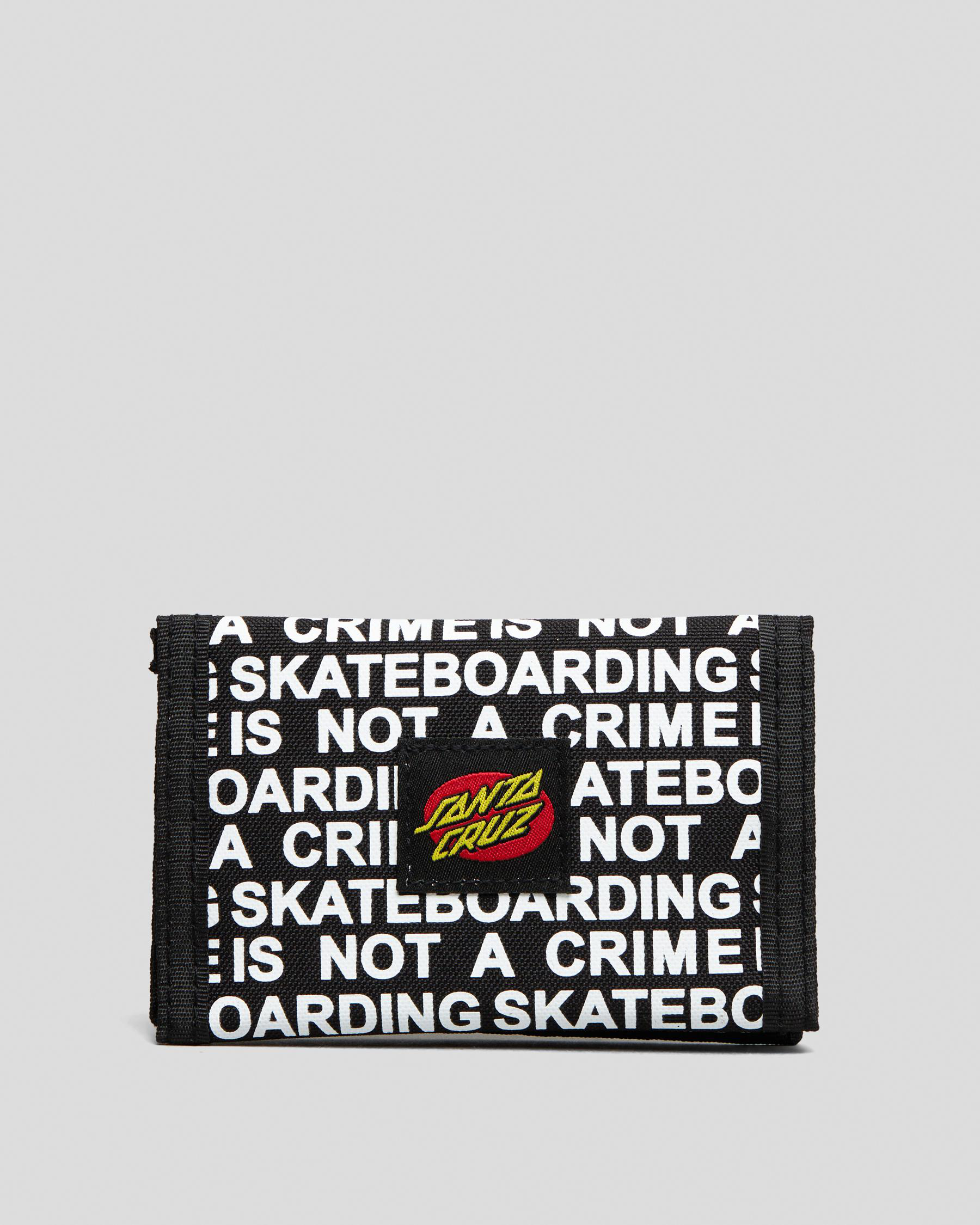Shop Santa Cruz Not A Crime Wallet Trifold Wallet In Black/ White ...