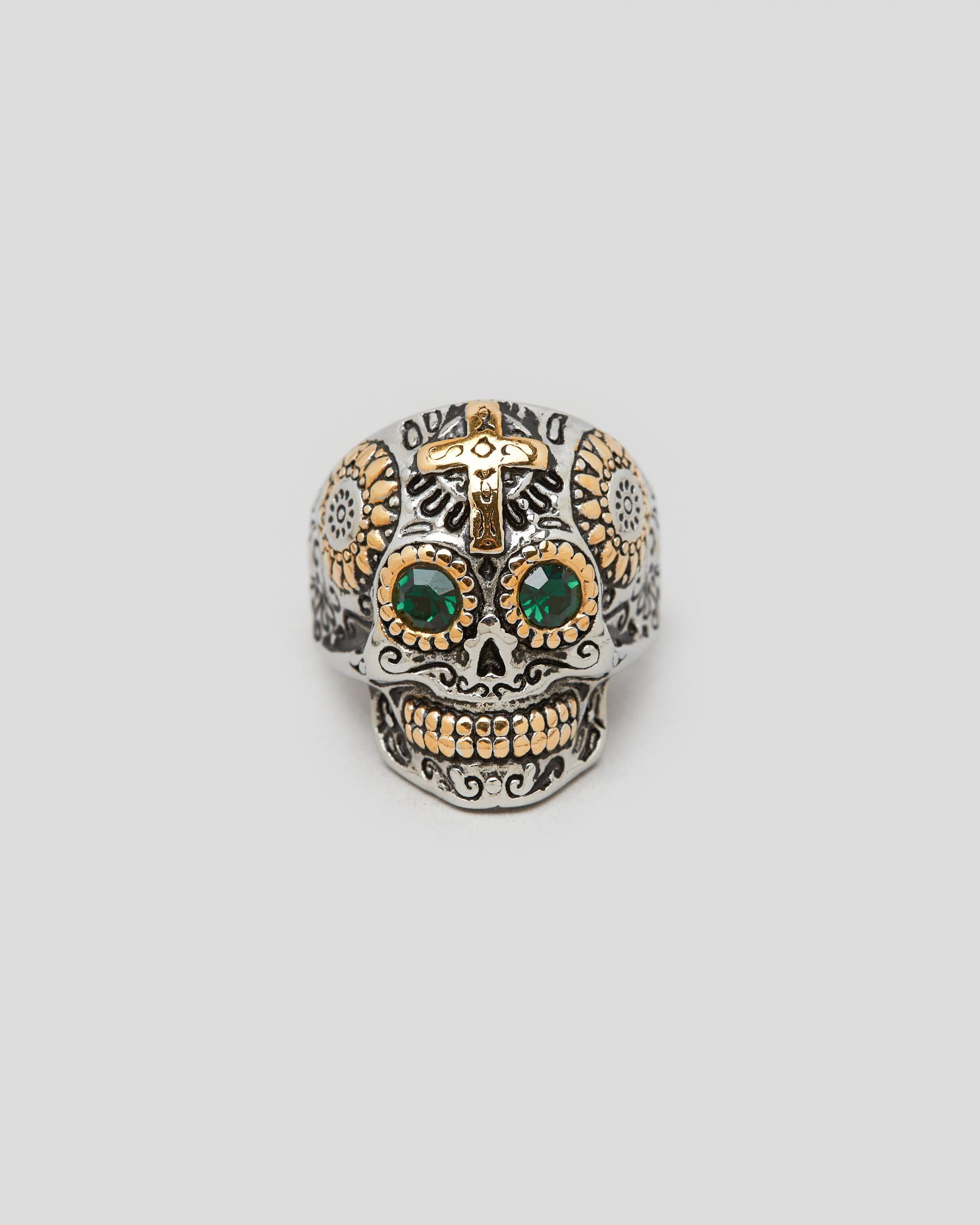 Shop REPUBLIK Candy Skull Ring In Silver/gold - Fast Shipping & Easy ...