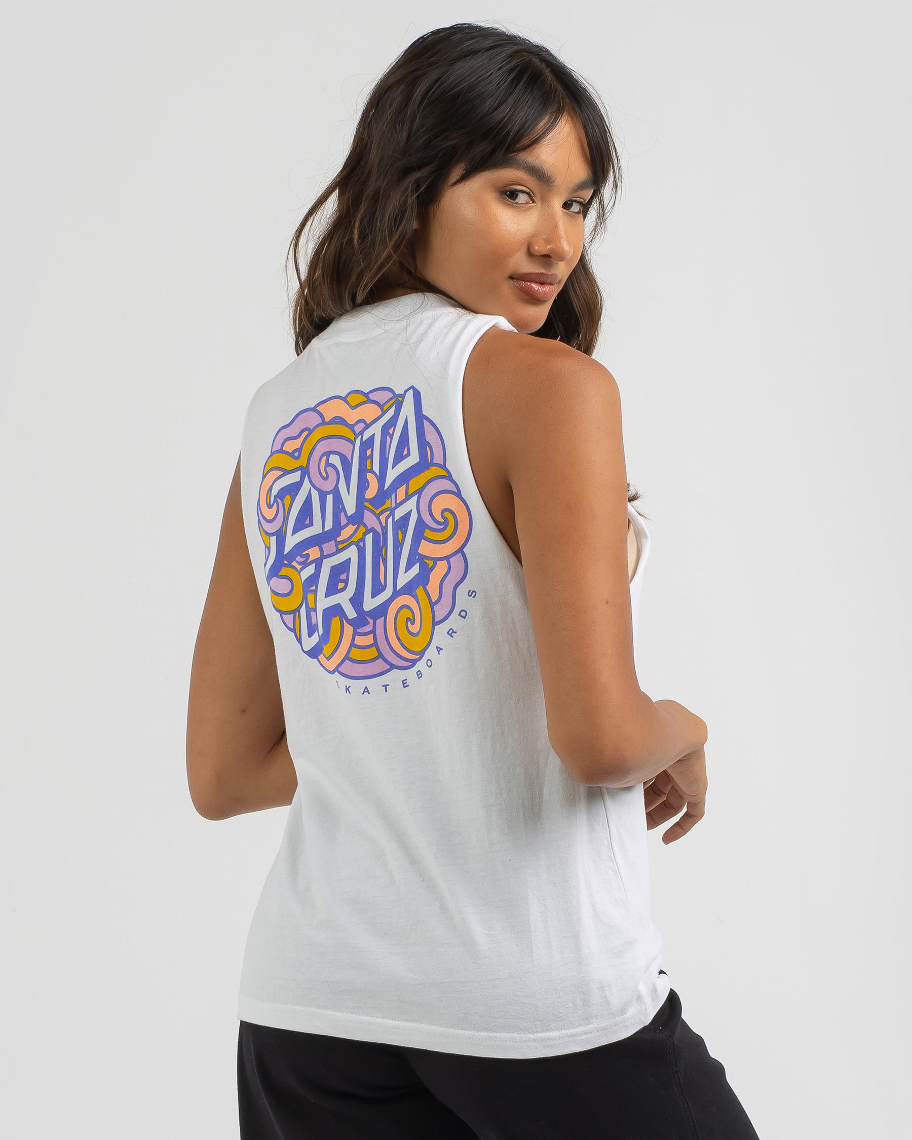 Shop Santa Cruz Funky Dot Muscle Tank Top In White - Fast Shipping ...