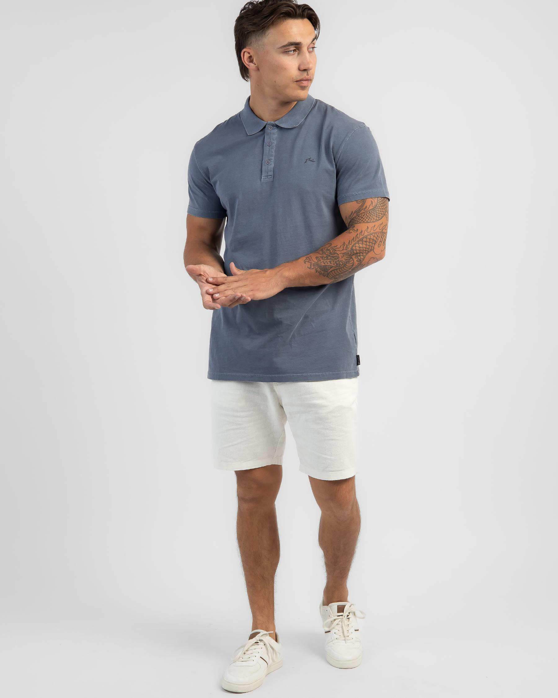 Shop Rusty Comp Wash Polo Shirt In China Blue - Fast Shipping & Easy ...