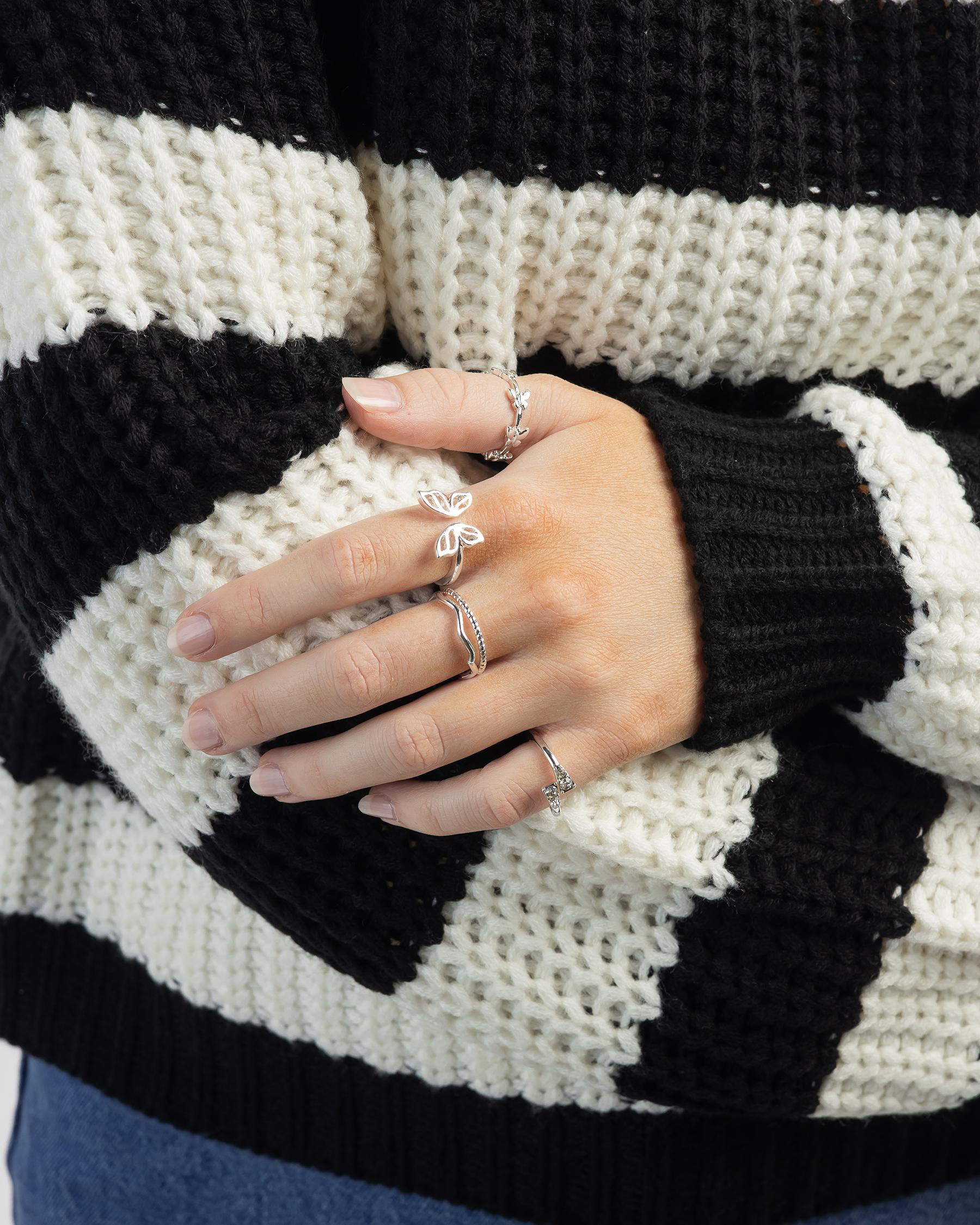 Shop Karyn In LA Jada Ring Pack In Shiny Silver - Fast Shipping & Easy ...