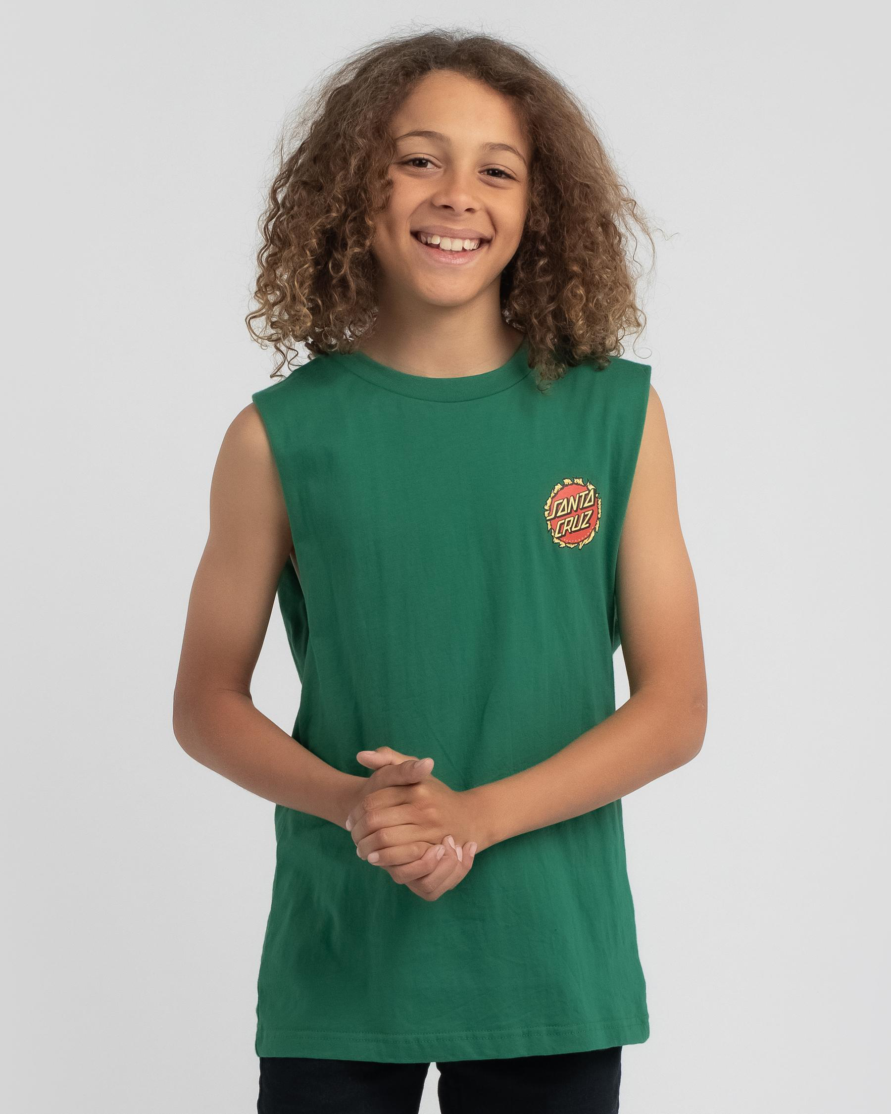 Shop Santa Cruz Boys' Breaker Dot Muscle Tank In Glade - Fast Shipping ...