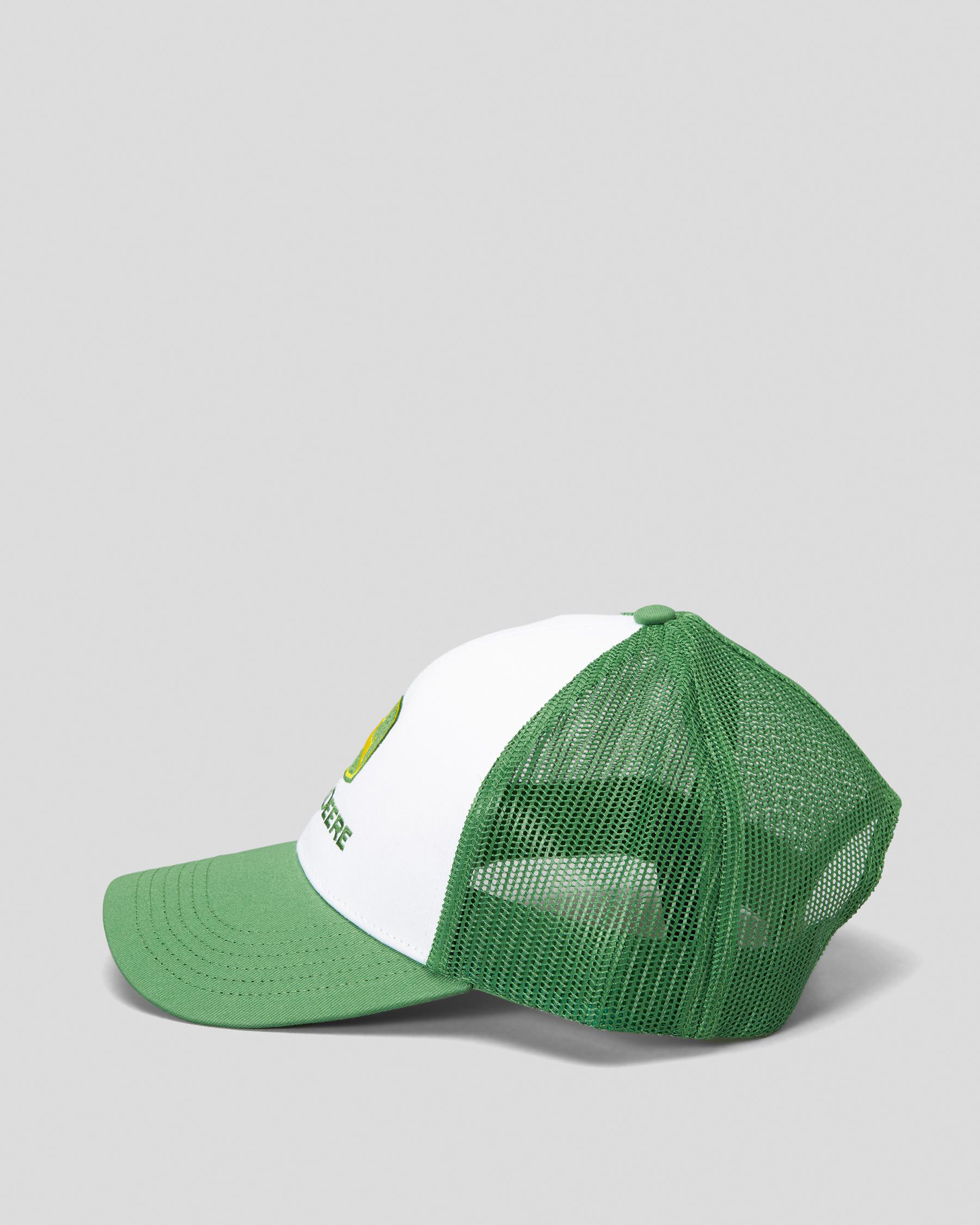 Shop John Deere 6 Panel Logo Mesh Cap In White/green - Fast Shipping ...
