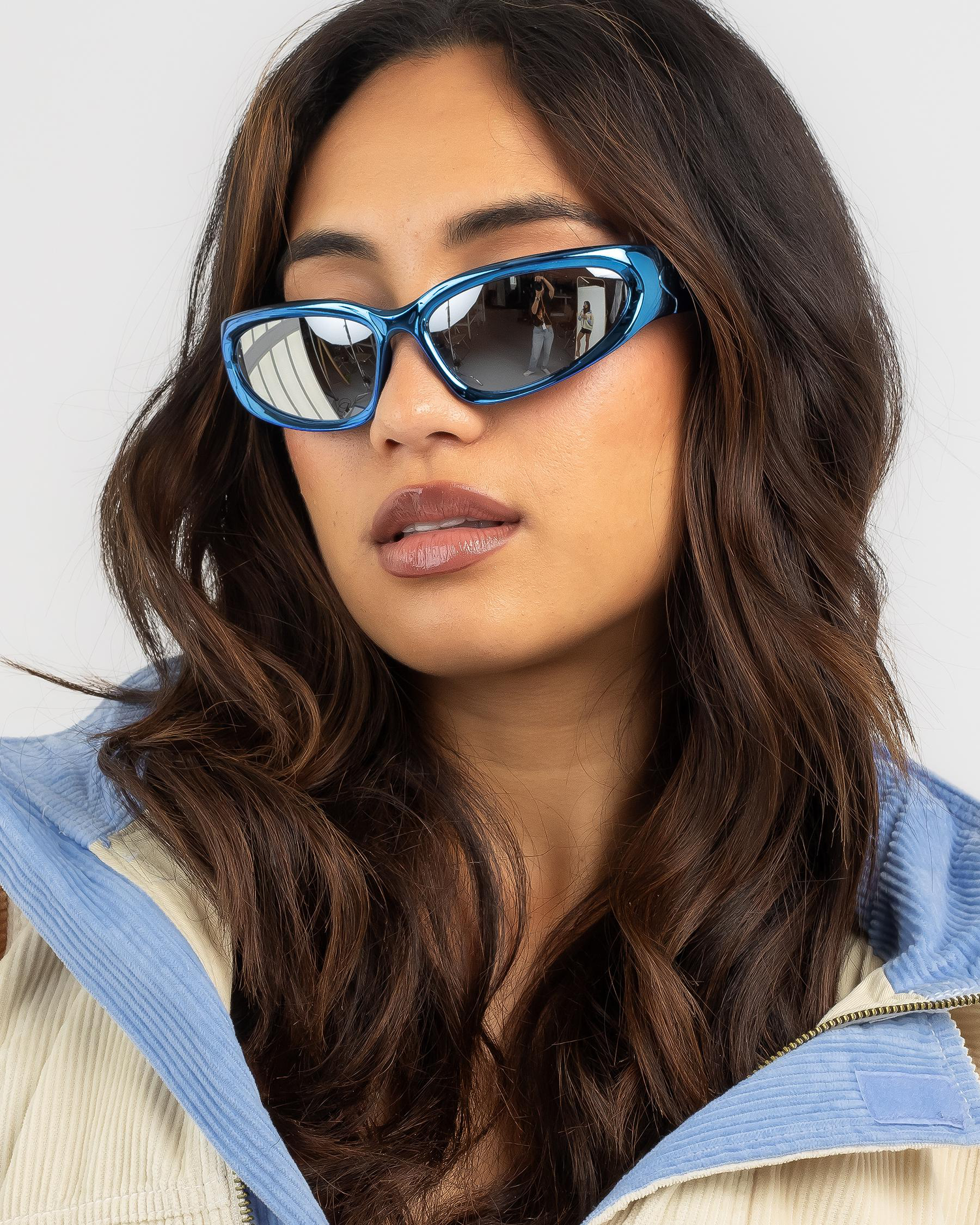 Shop Tuke Eyewear Tokyo Sunglasses In Metallic Blue/silver - Fast ...