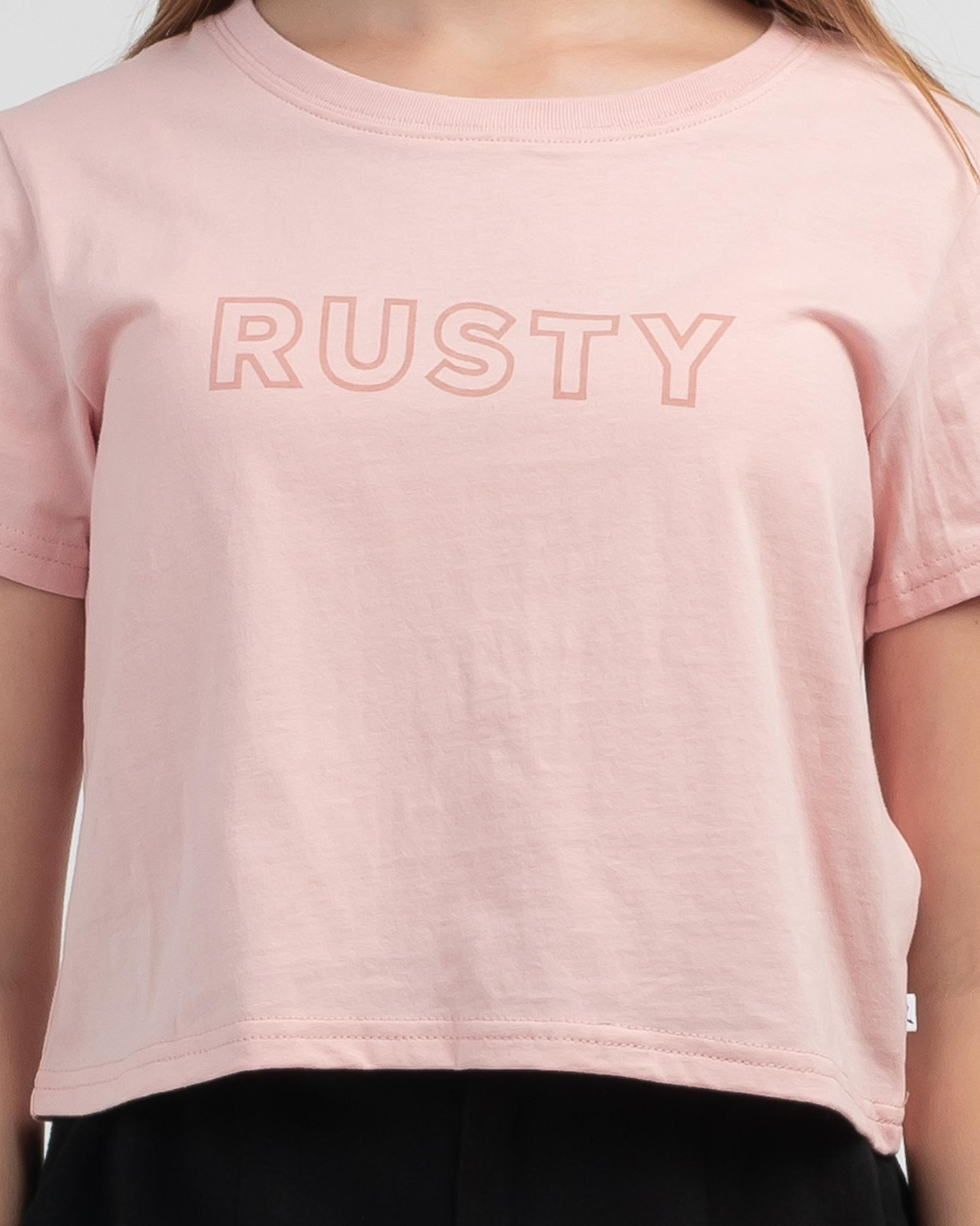 Shop Rusty Girls' Essentials Cropped T-Shirt In Pink Clay - Fast ...