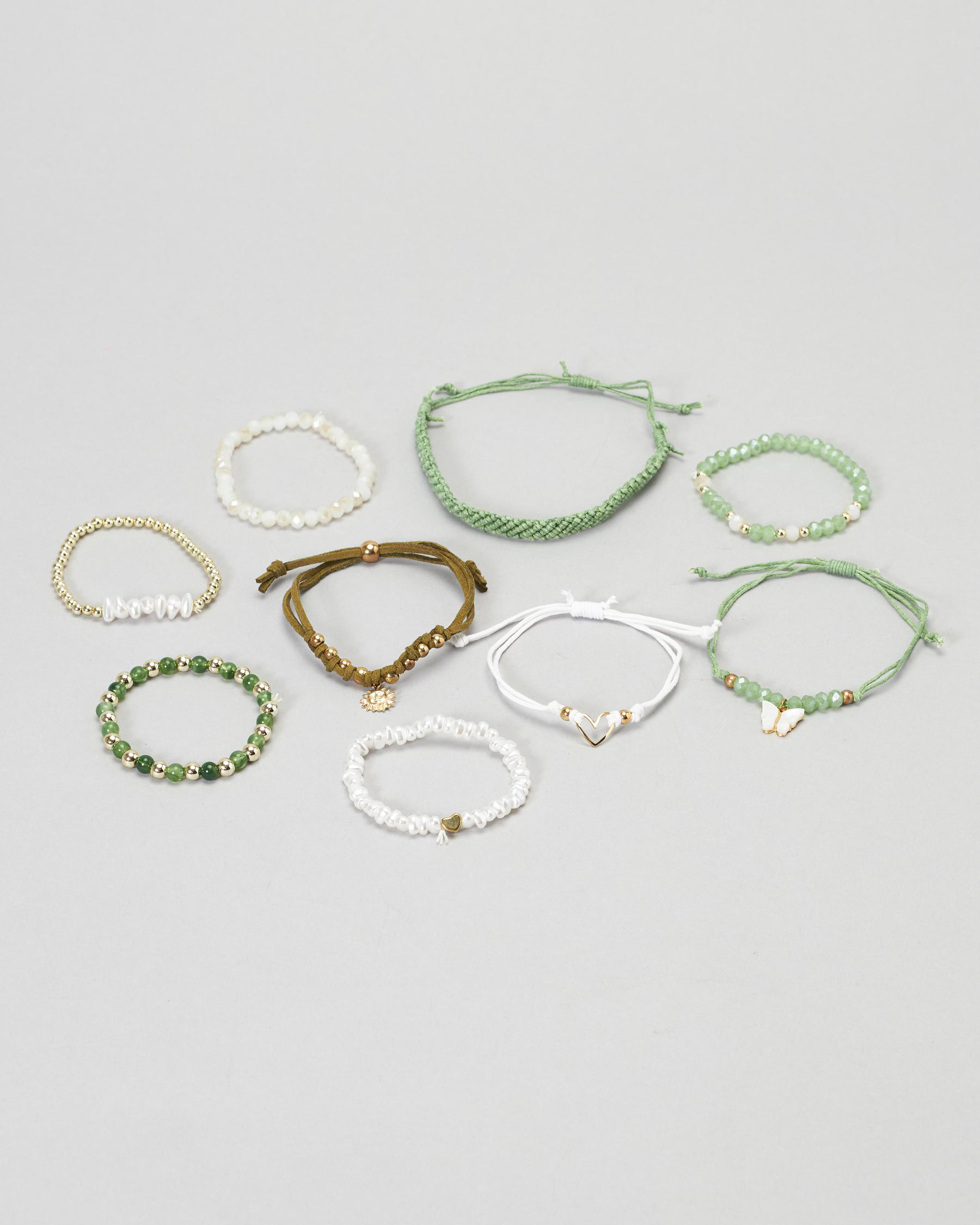 Shop Karyn In LA Reign Bracelet Pack In Olive/gold/white - Fast ...