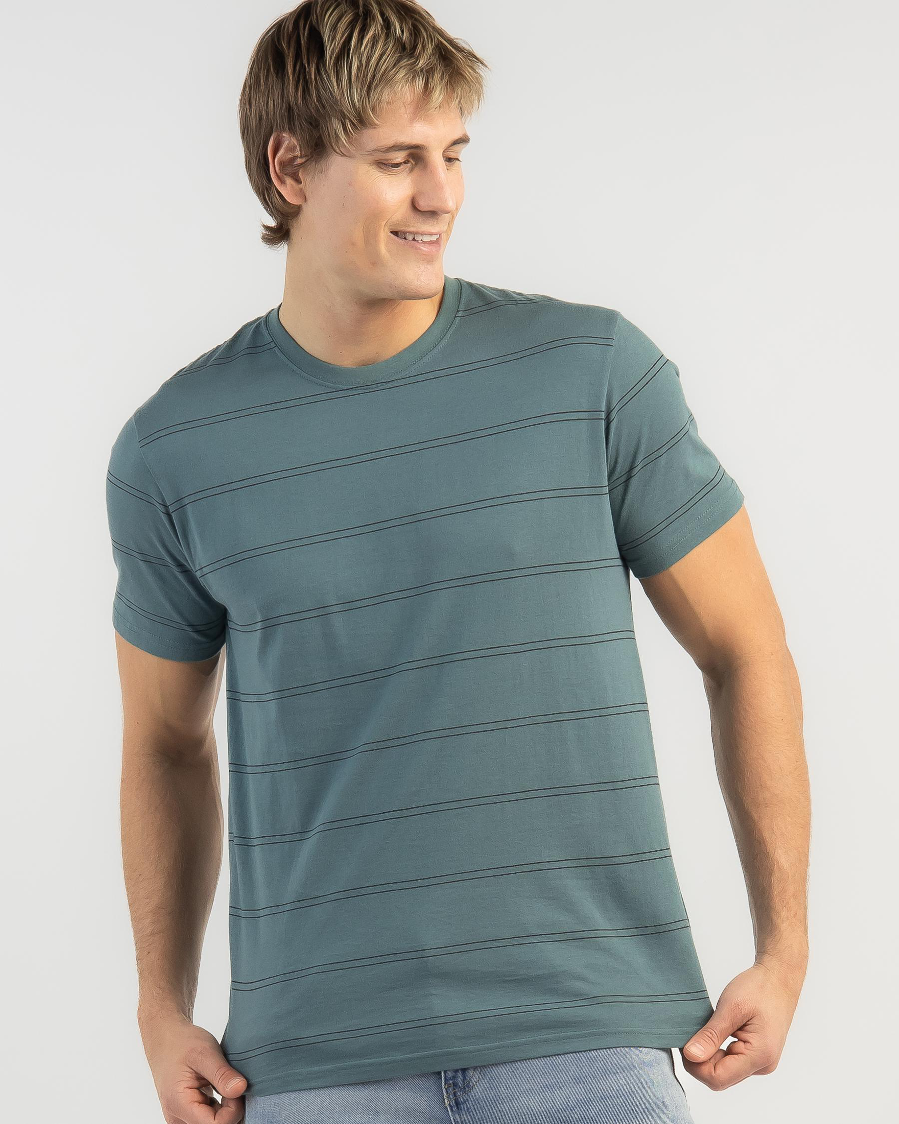 Shop Rip Curl Plain Stripe T-Shirt In Blue Stone - Fast Shipping & Easy ...