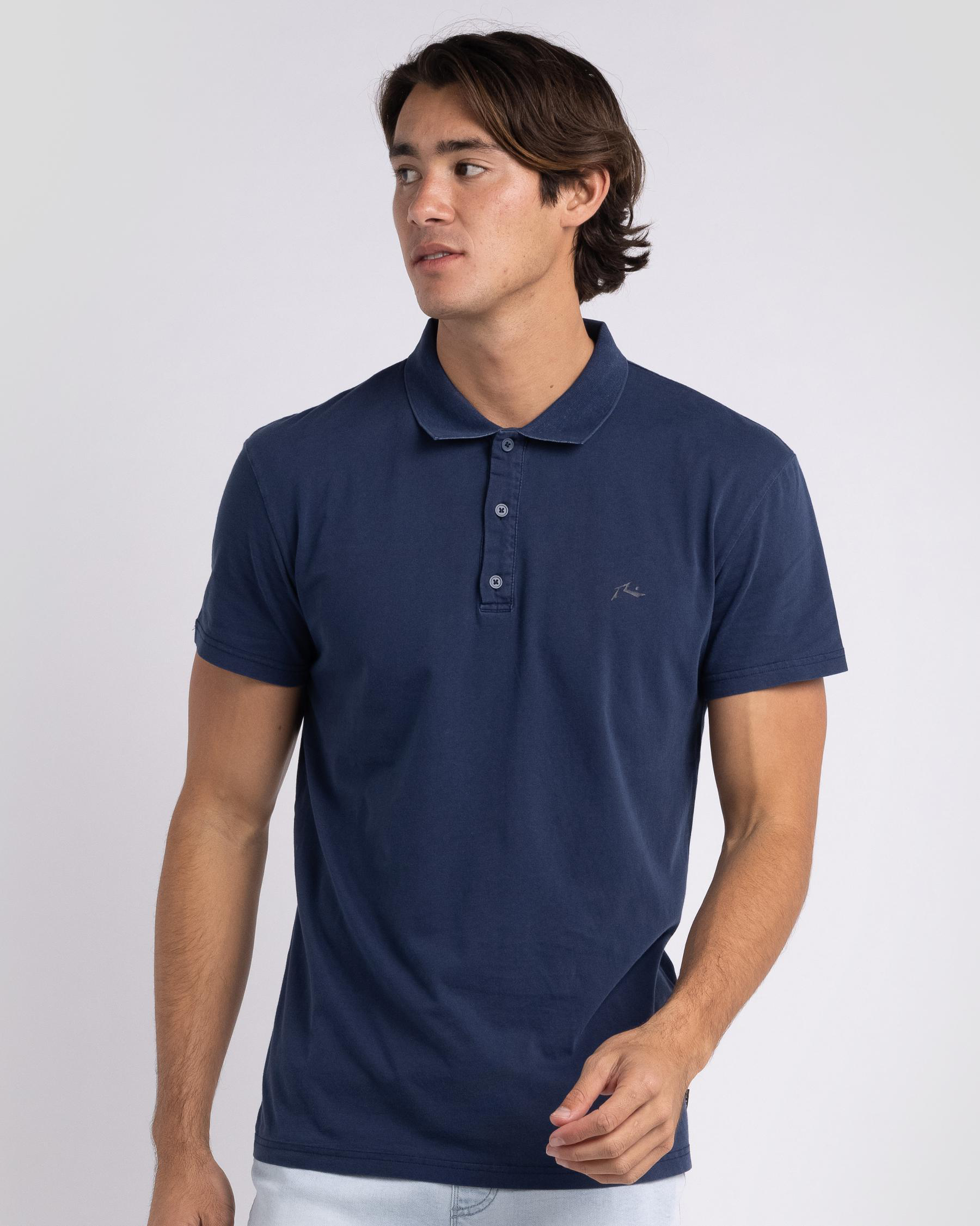 Shop Rusty Comp Wash Polo Shirt In Navy Blue - Fast Shipping & Easy ...