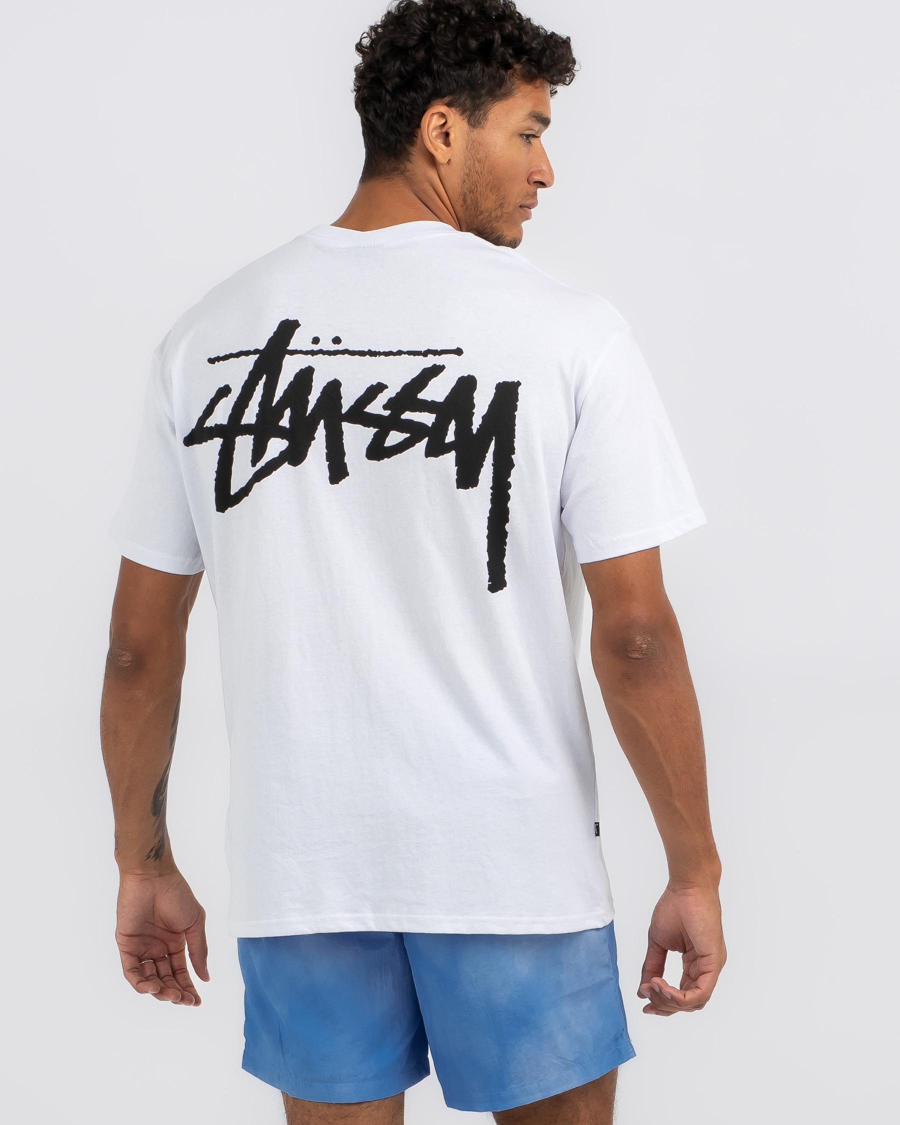Shop Stussy Bigger Stock T-Shirt In White - Fast Shipping & Easy ...