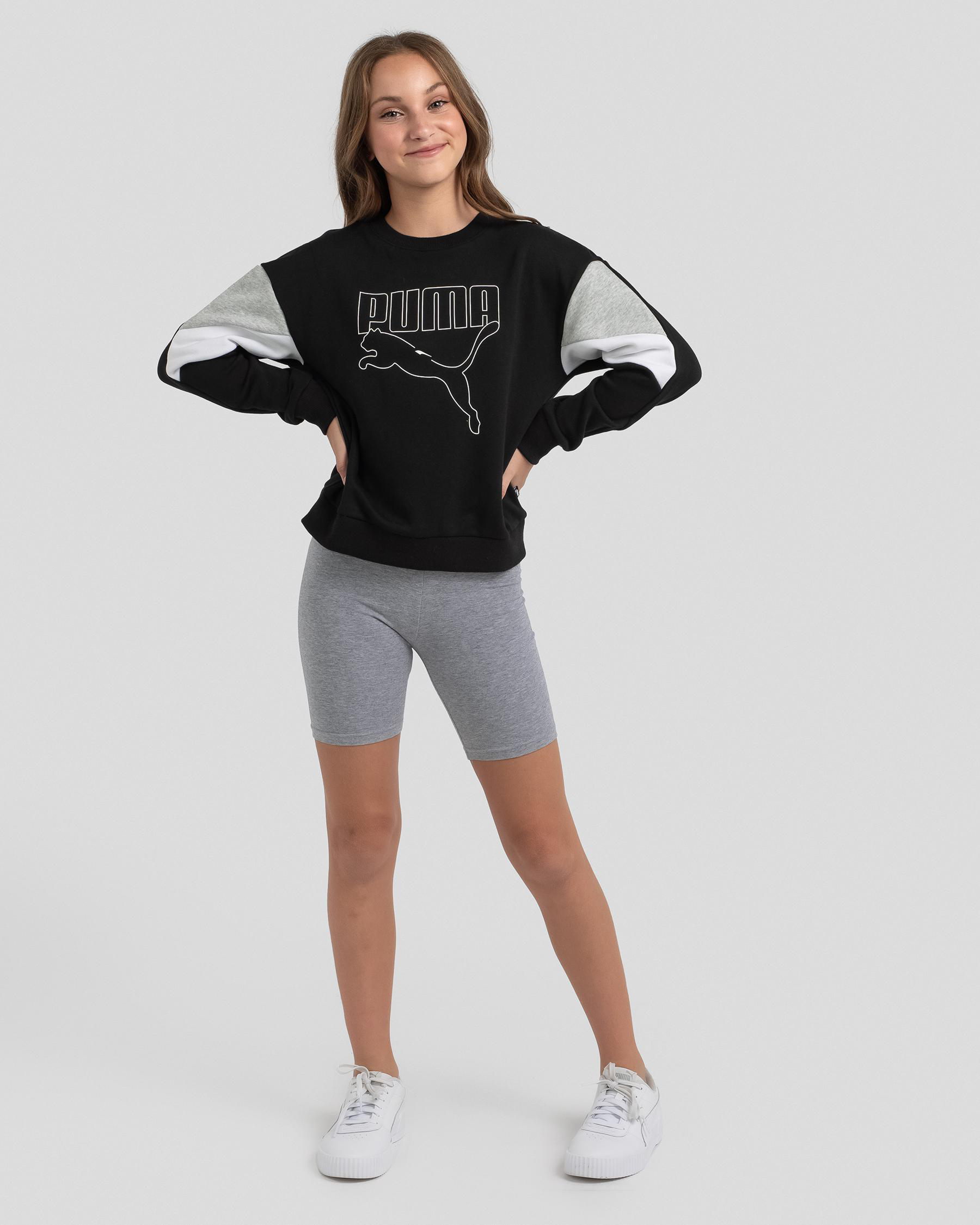 Shop Puma Girls' Rebel Sweatshirt In Puma Black - Fast Shipping & Easy ...