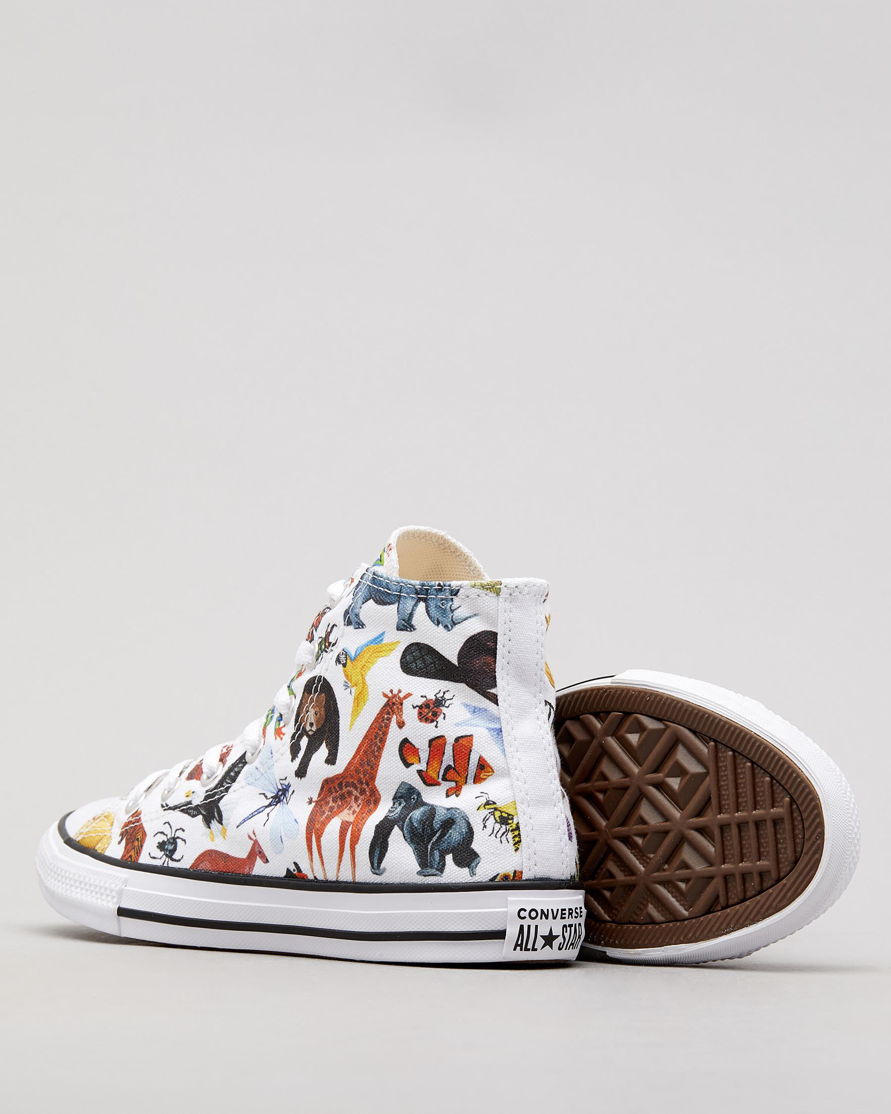 Shop Converse Junior Boys' CTAS Hi Animal Shoes In White/black/white ...
