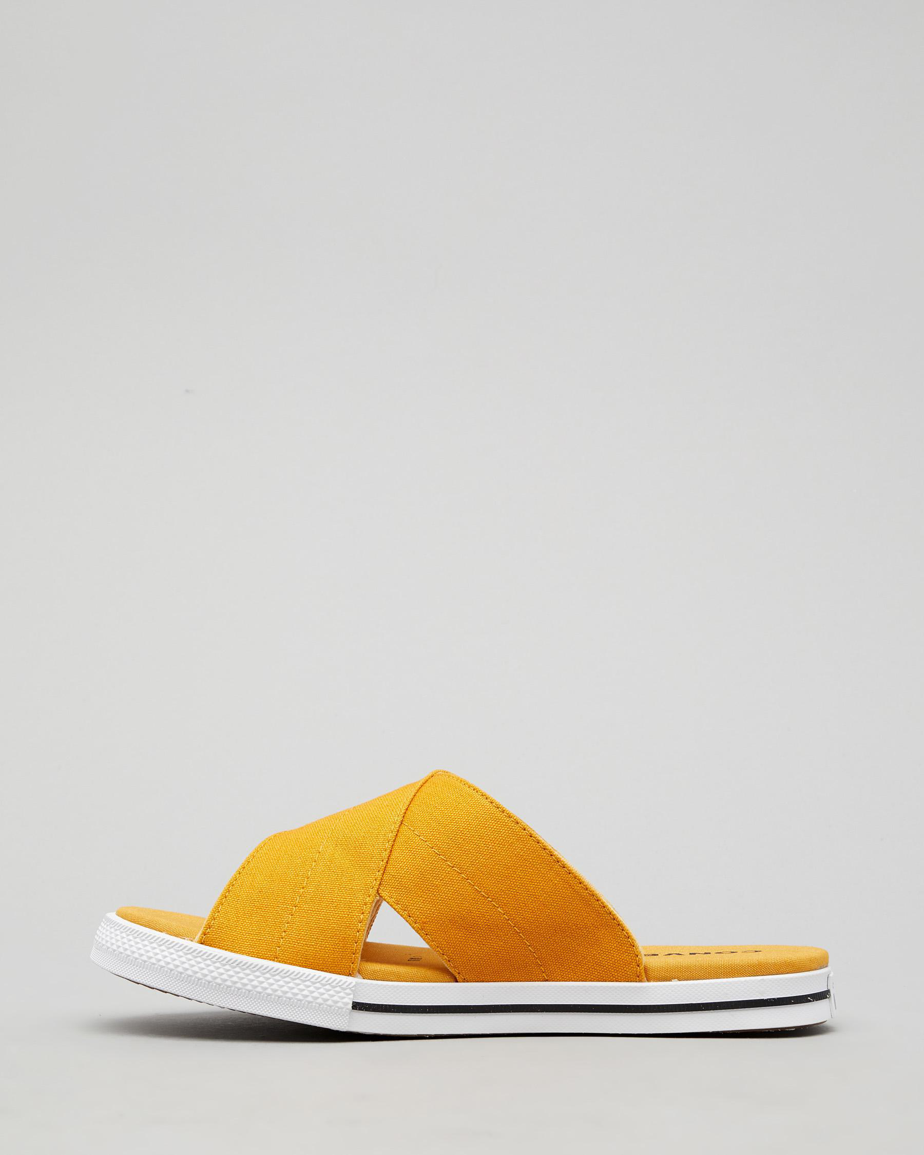 Shop Converse One Star Slide Sandals In Sunflower - Fast Shipping ...