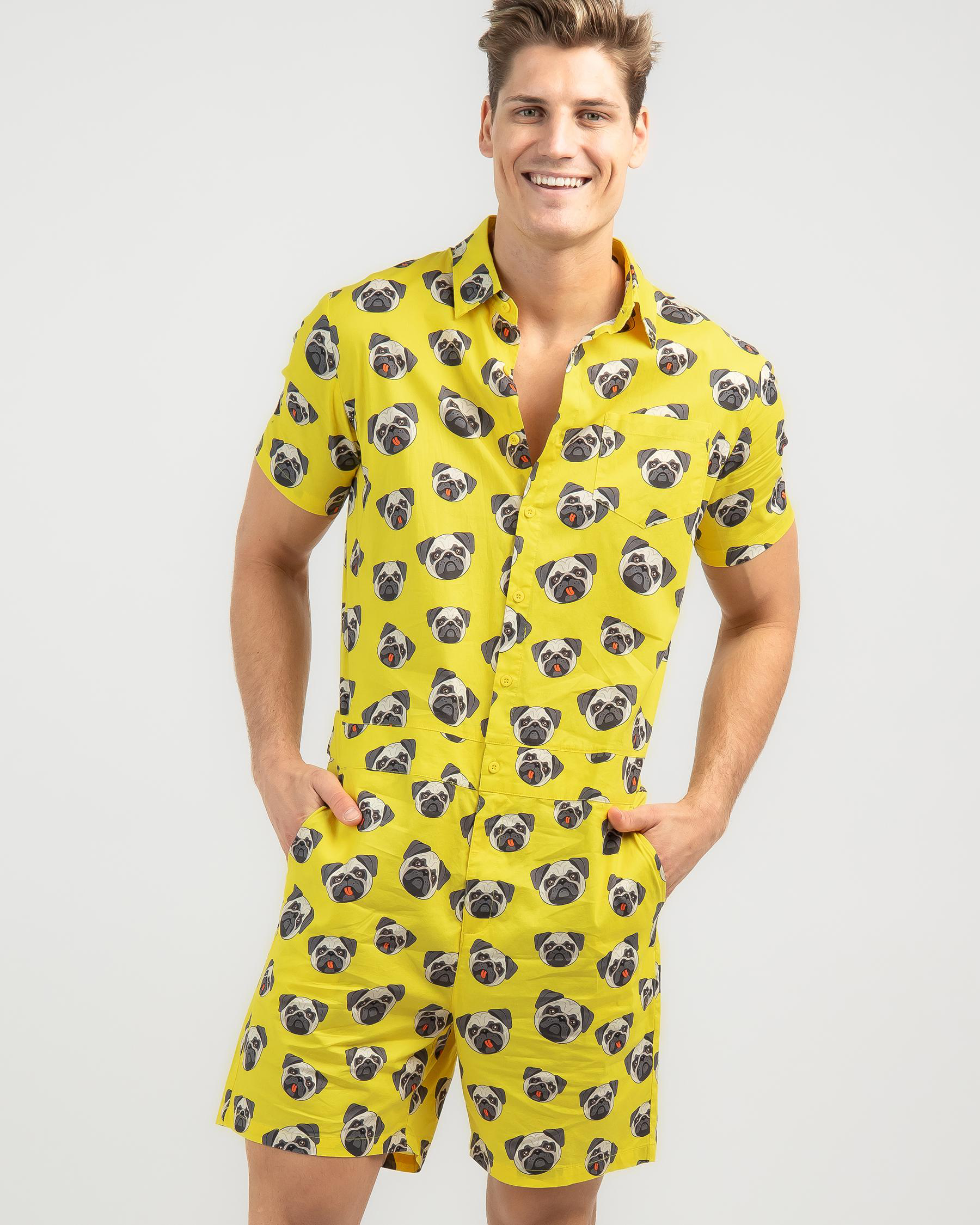 Shop Lucid Pug Romper In Yellow - Fast Shipping & Easy Returns - City ...
