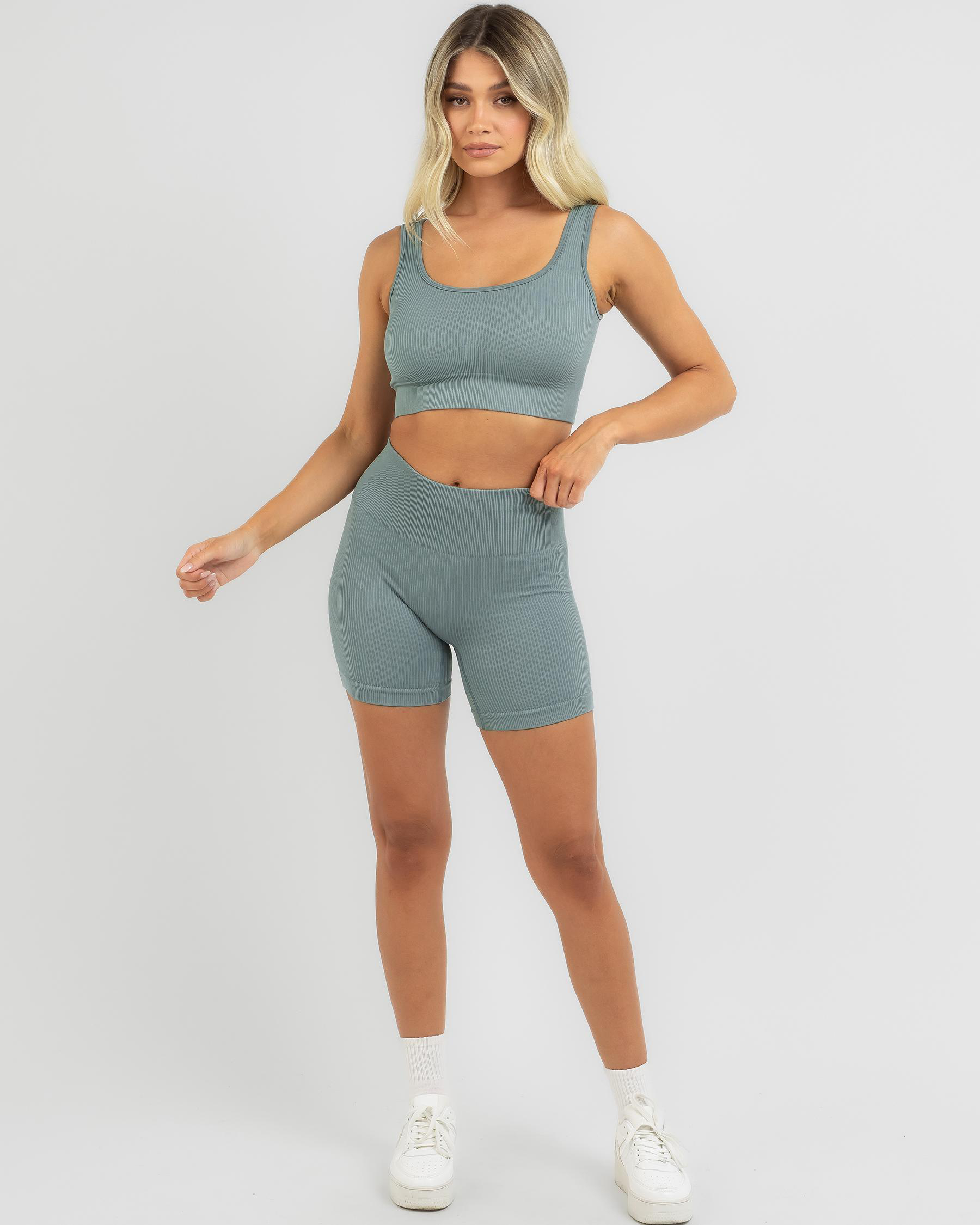 Shop Ava And Ever Hailey Bike Shorts In Green - Fast Shipping & Easy ...