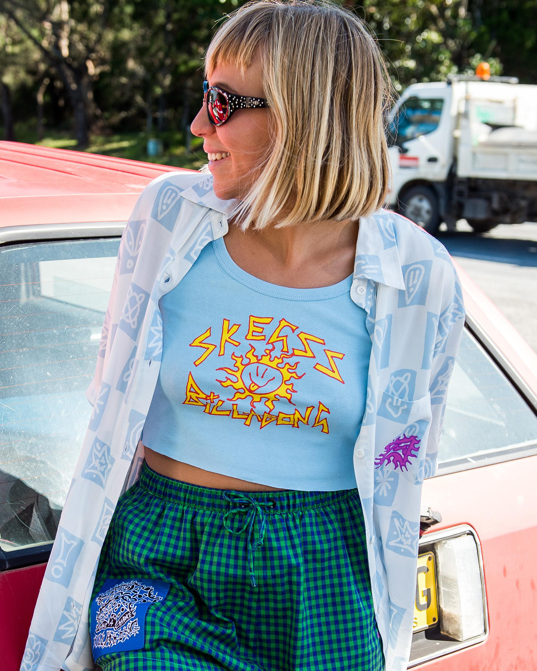 Shop Billabong Skegss Sunart Singlet In Powder Blue - Fast Shipping ...