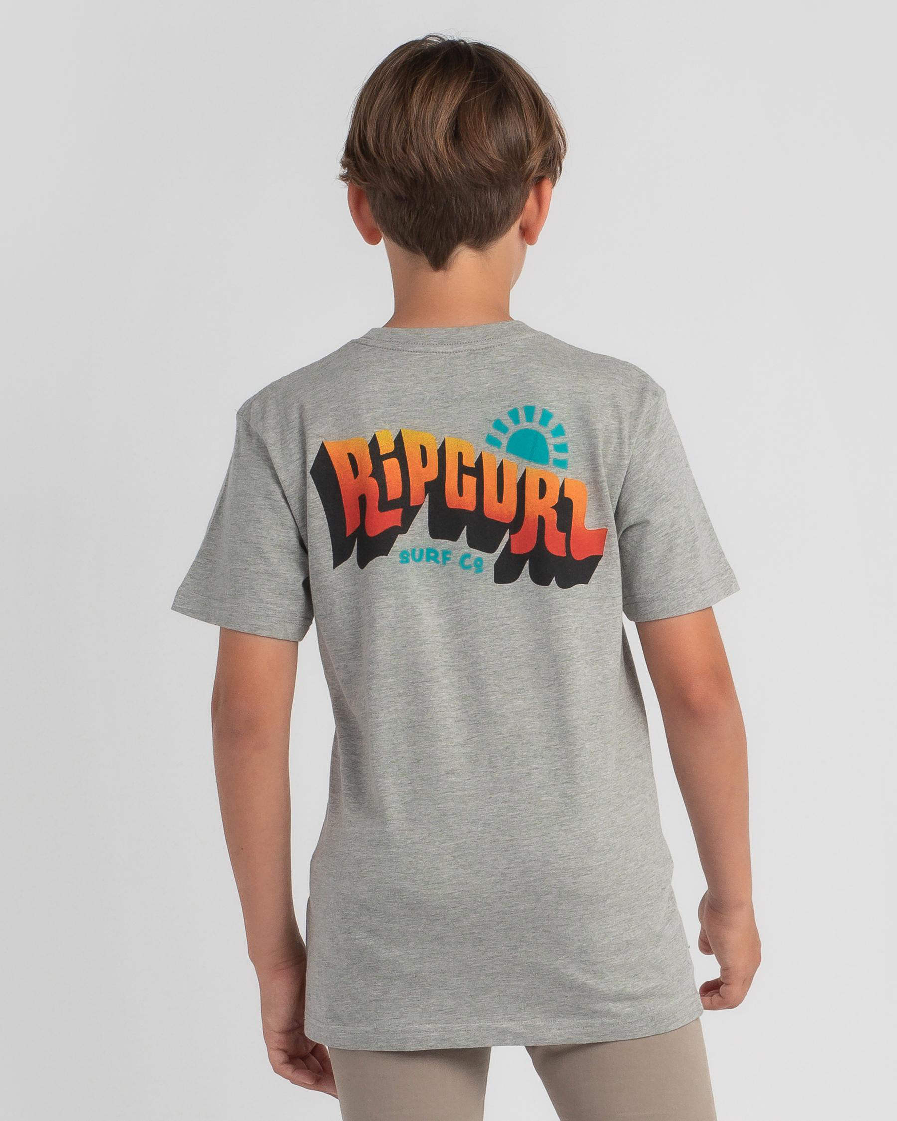 Shop Rip Curl Boys' Wavey Logo T-Shirt In Grey Marle - Fast Shipping ...