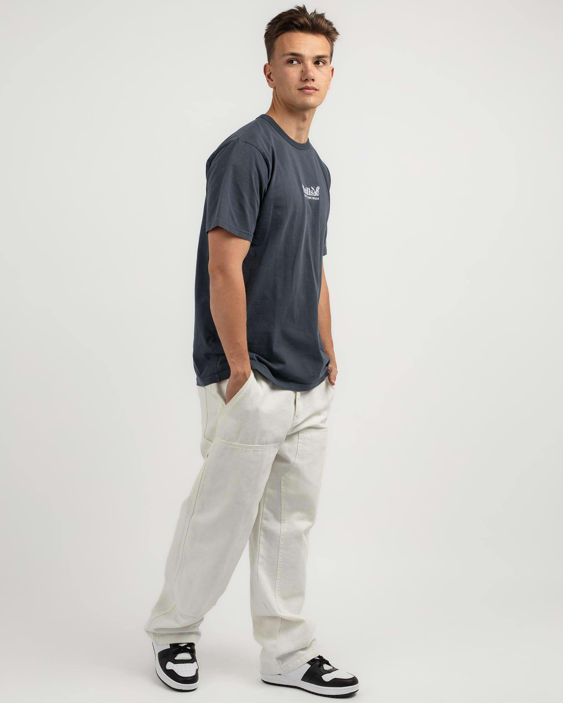 Shop Thrills Workwear Embroided Merch Fit T-Shirt In Light Petrol ...