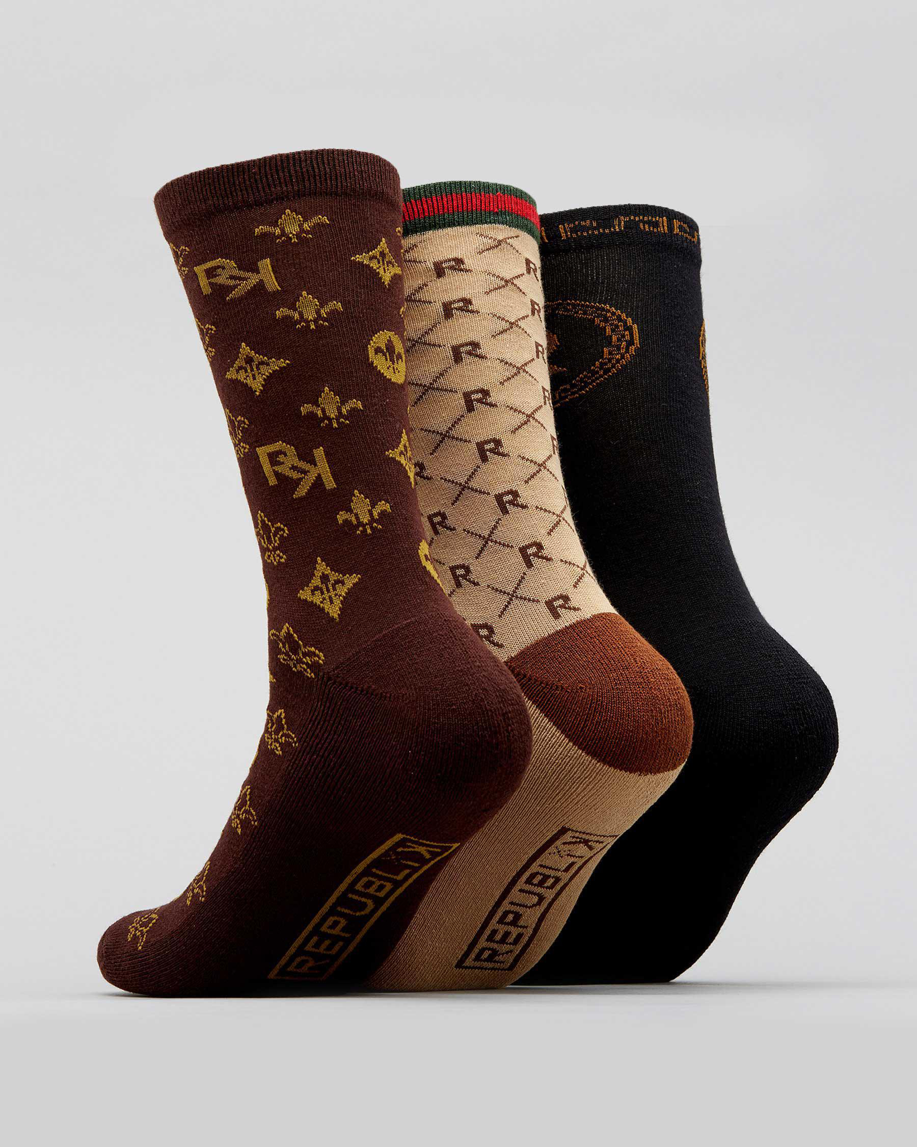 Shop REPUBLIK Nobel Socks 3 Pack In Multi - Fast Shipping & Easy ...