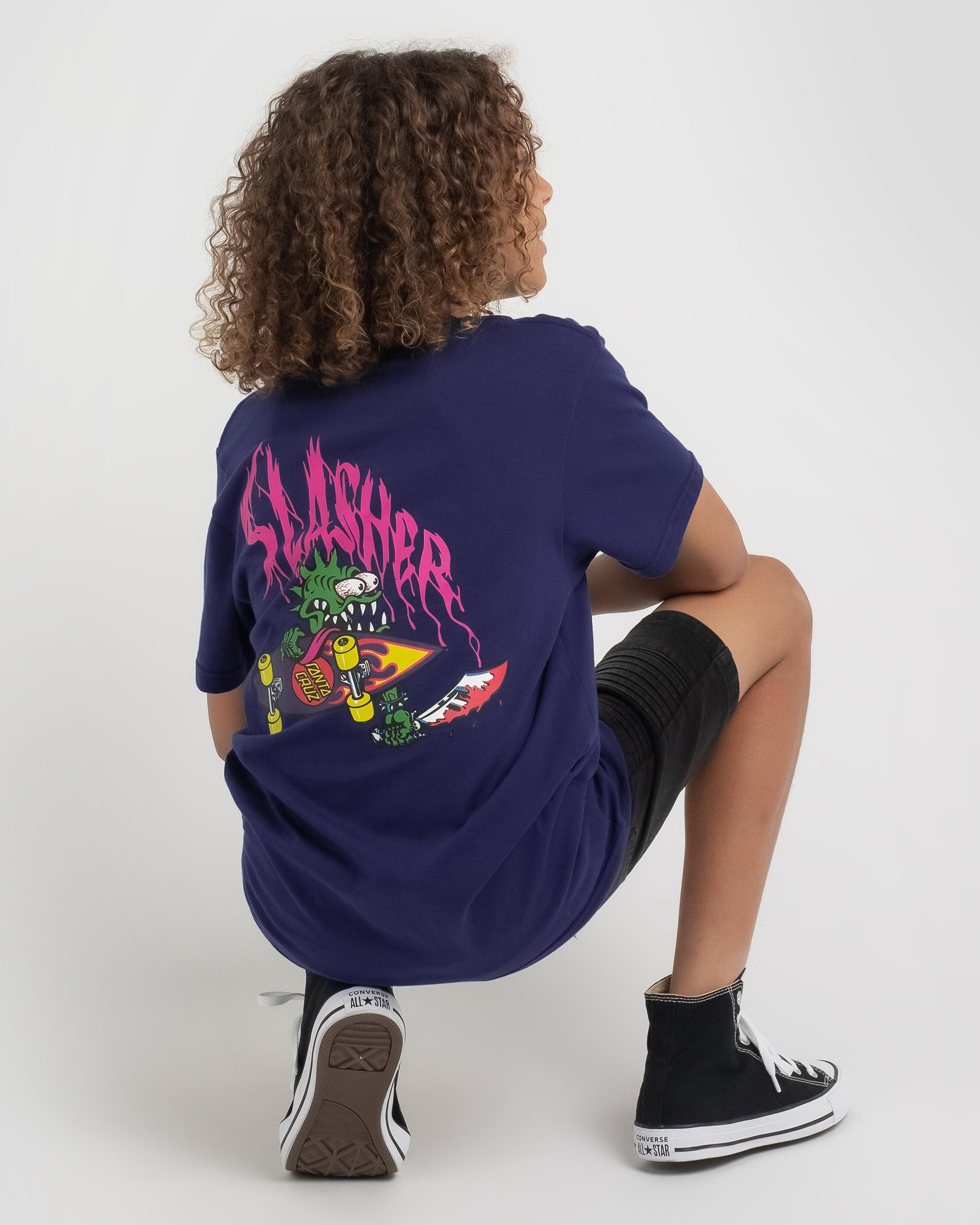 Shop Santa Cruz Boys' OG Slasher T-Shirt In Navy - Fast Shipping & Easy ...