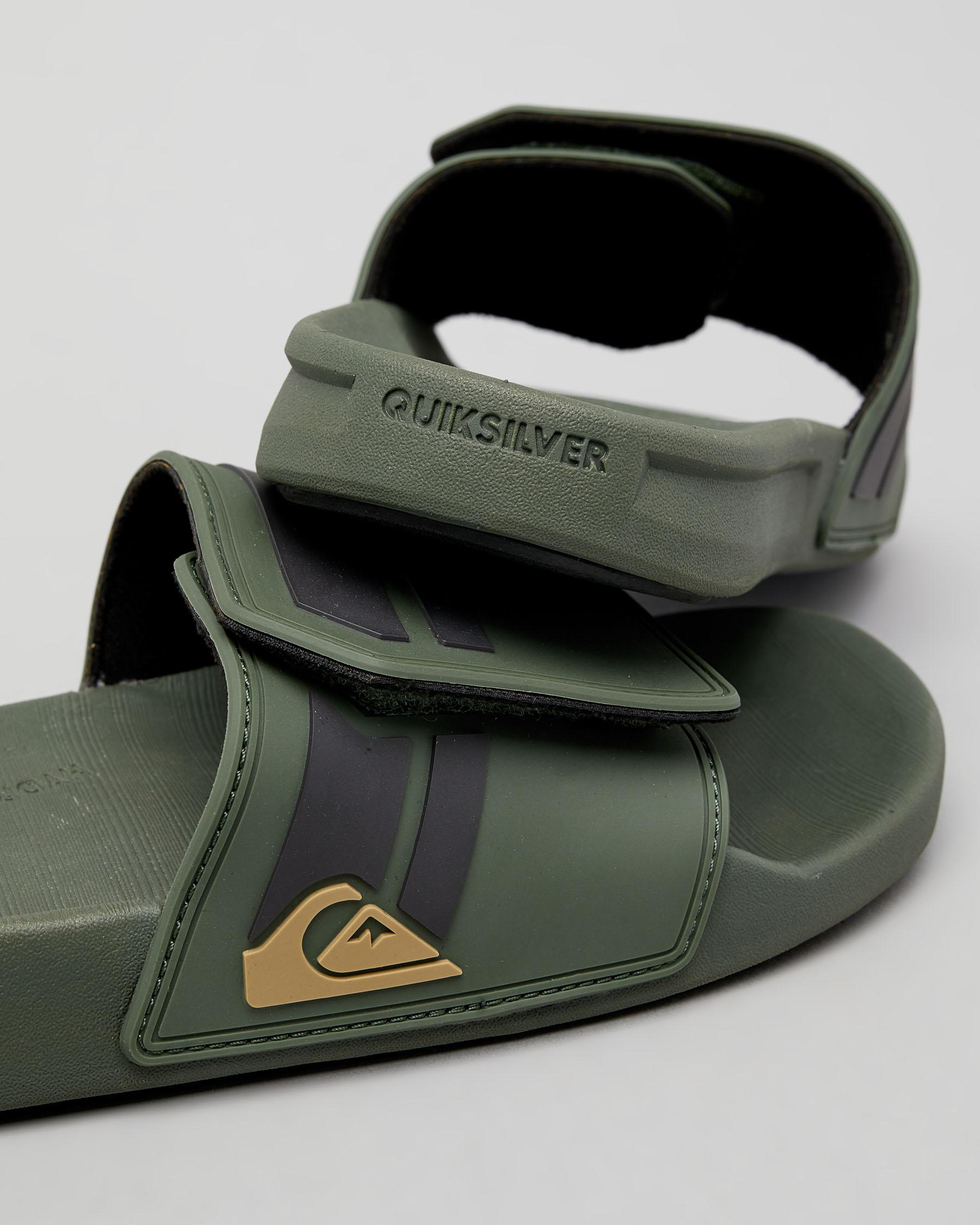 Shop Quiksilver Rivi Adjust Slides In Green/green/green - Fast Shipping ...