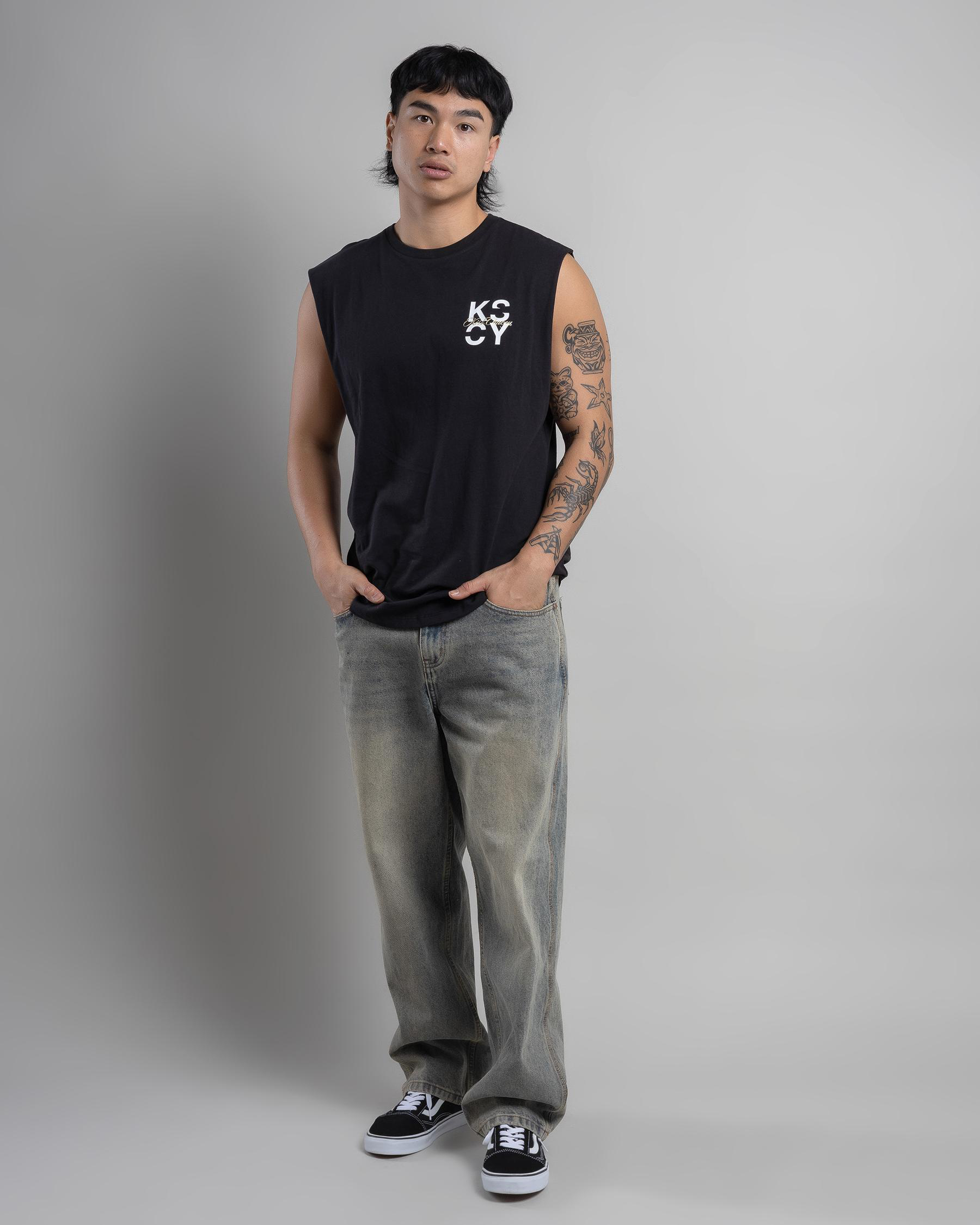 Shop Kiss Chacey Tyrell Dual curved Muscle Tank In Jet Black - Fast ...