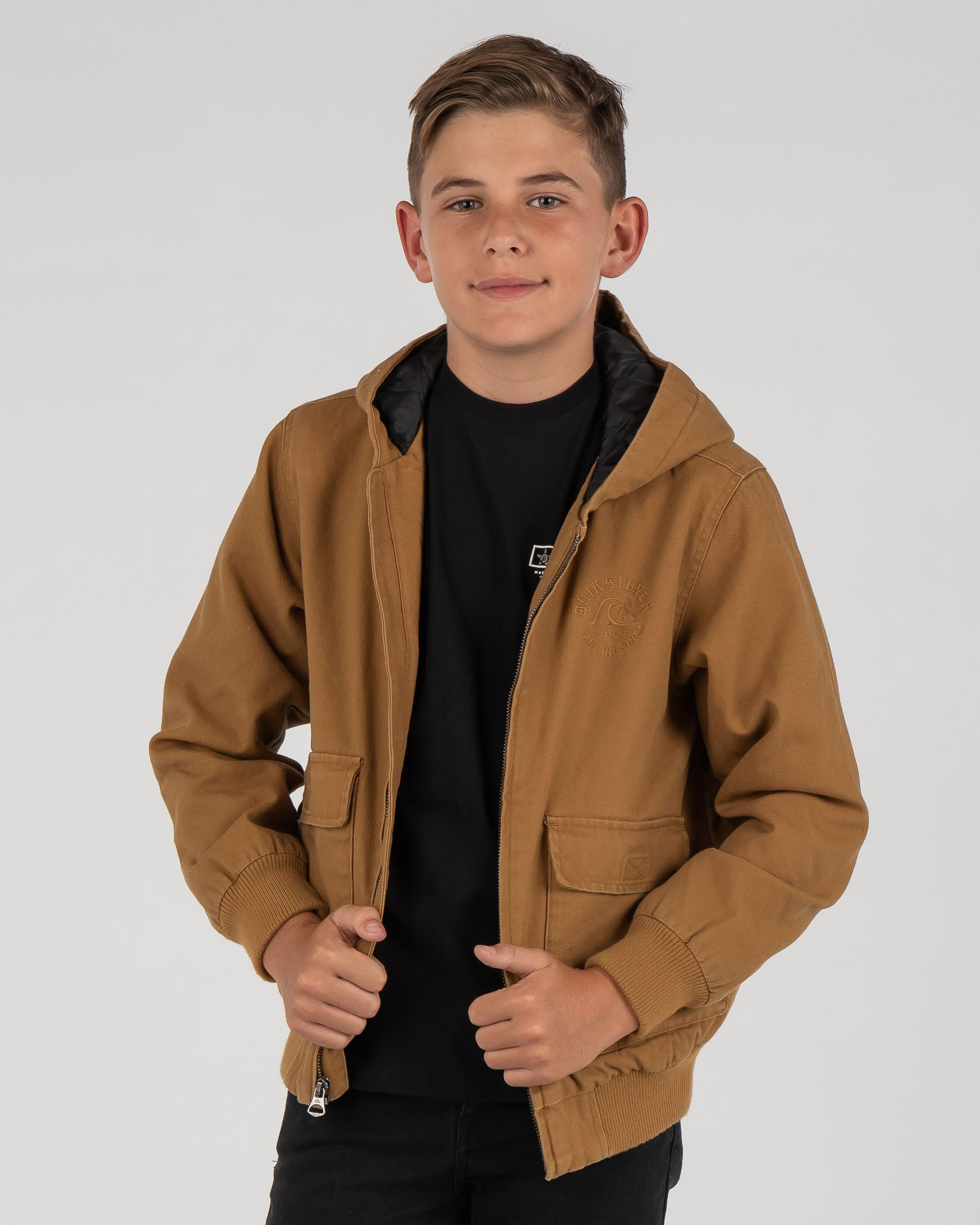 Shop Quiksilver Boys' Just Cool Hooded Jacket In Rubber - Fast Shipping ...