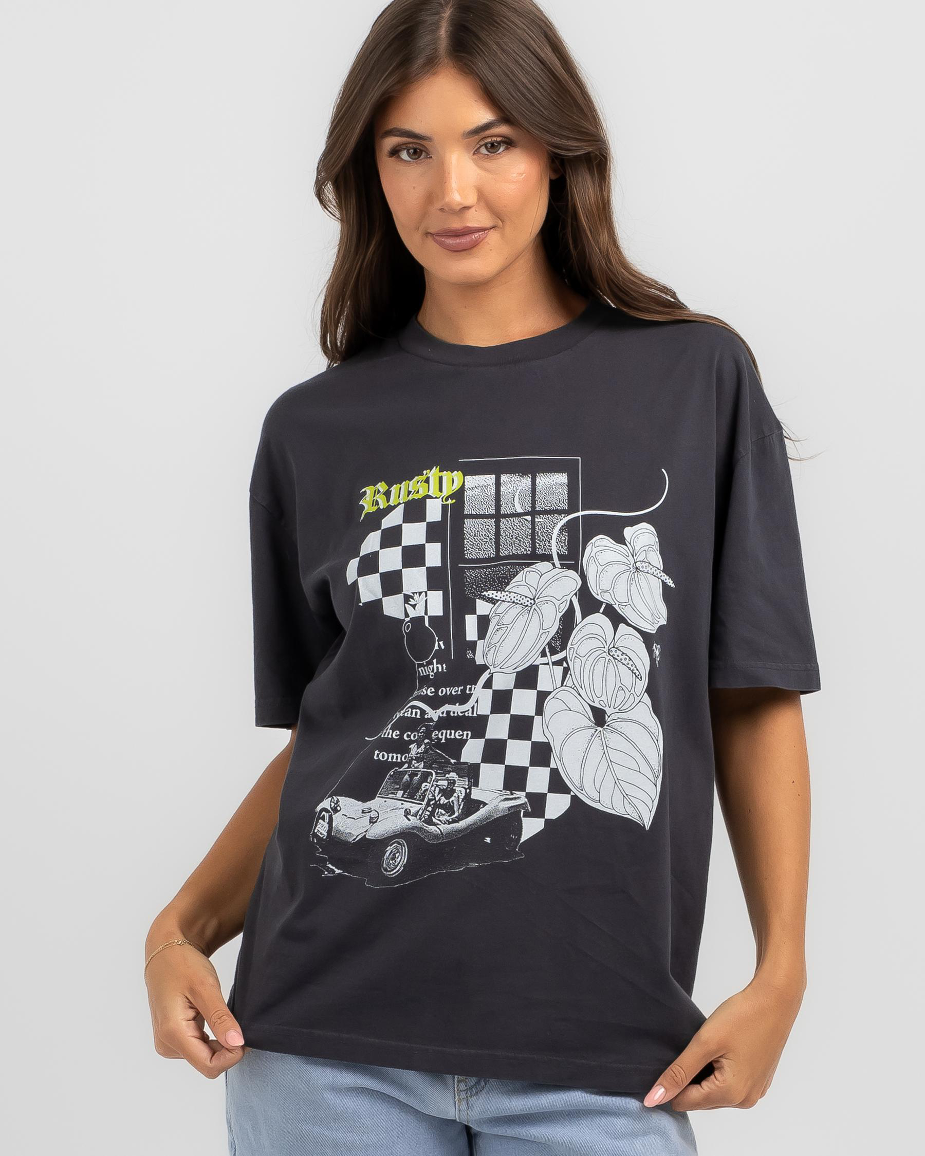 Shop Rusty Rusty Night Light Oversized T-Shirt In Vintage Black - Fast ...