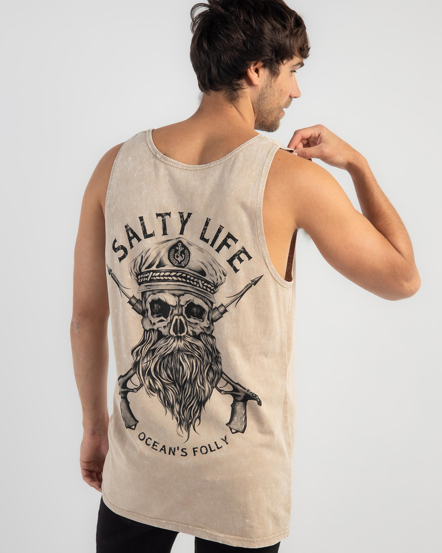 Shop Salty Life Oceans Folly Singlet In Sand - Fast Shipping & Easy ...