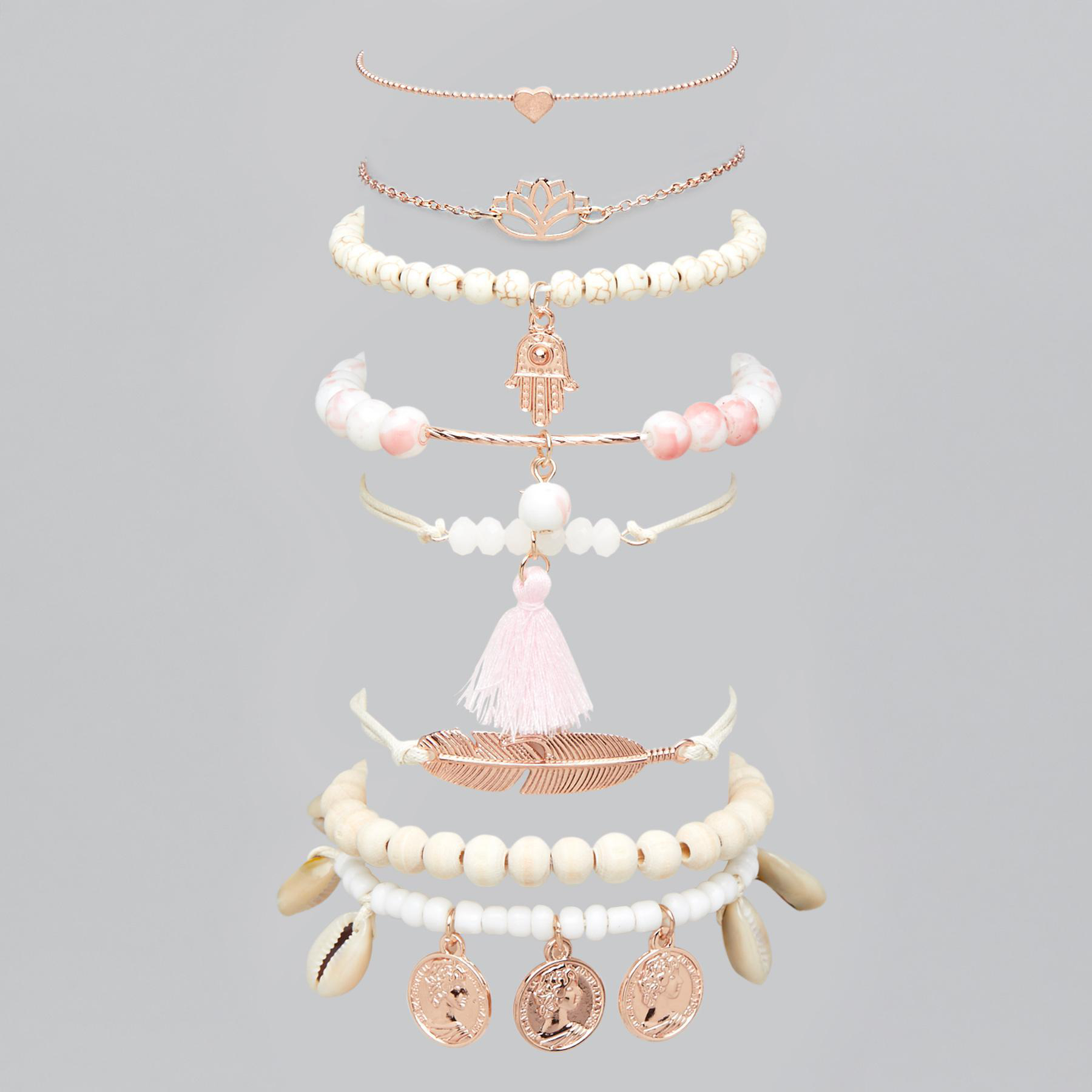 Shop Karyn In LA Allina Wristband Pack In Cream/rose Gold - Fast ...