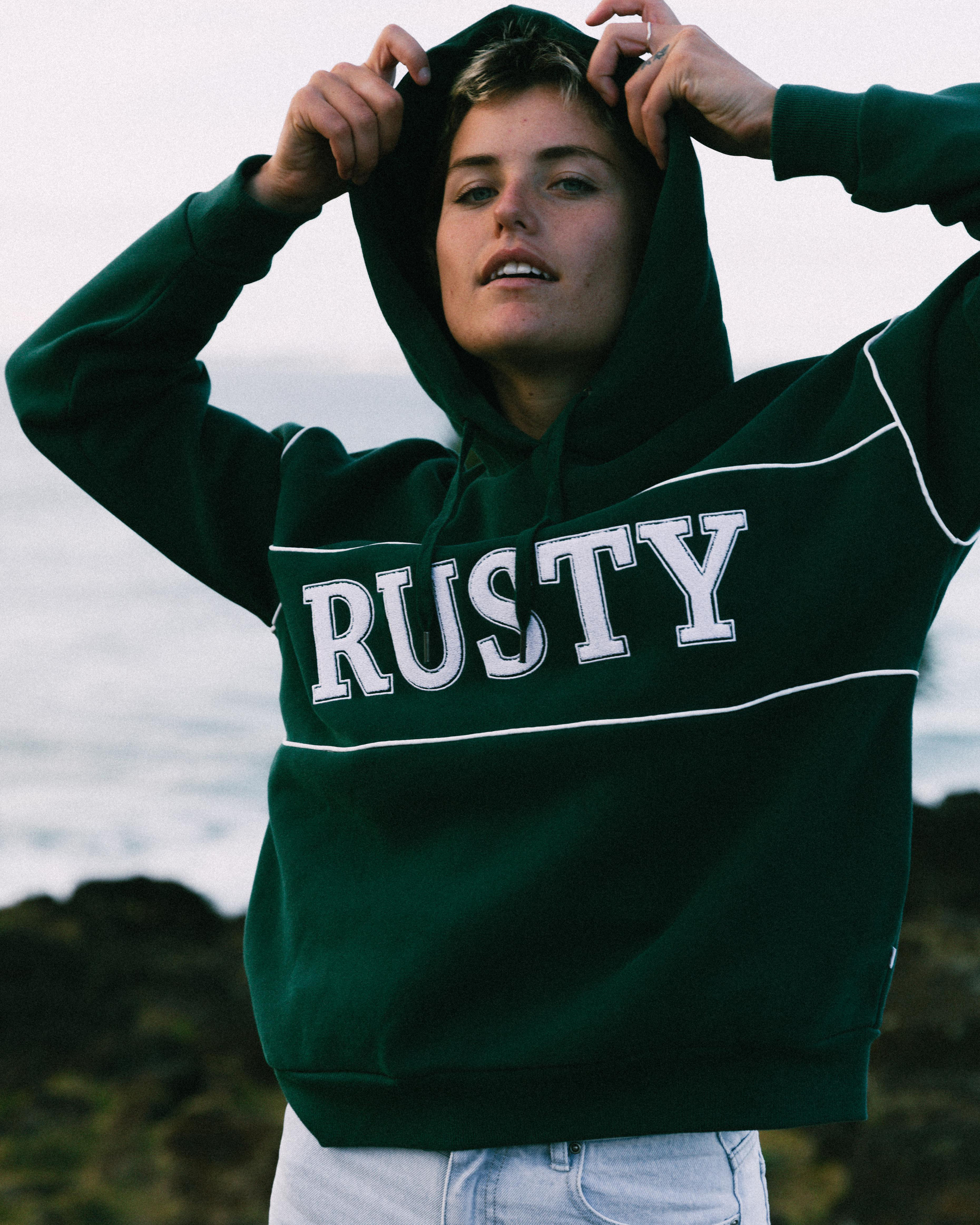 Rusty Line Hoodie In Green Gables - Fast Shipping & Easy Returns - City ...