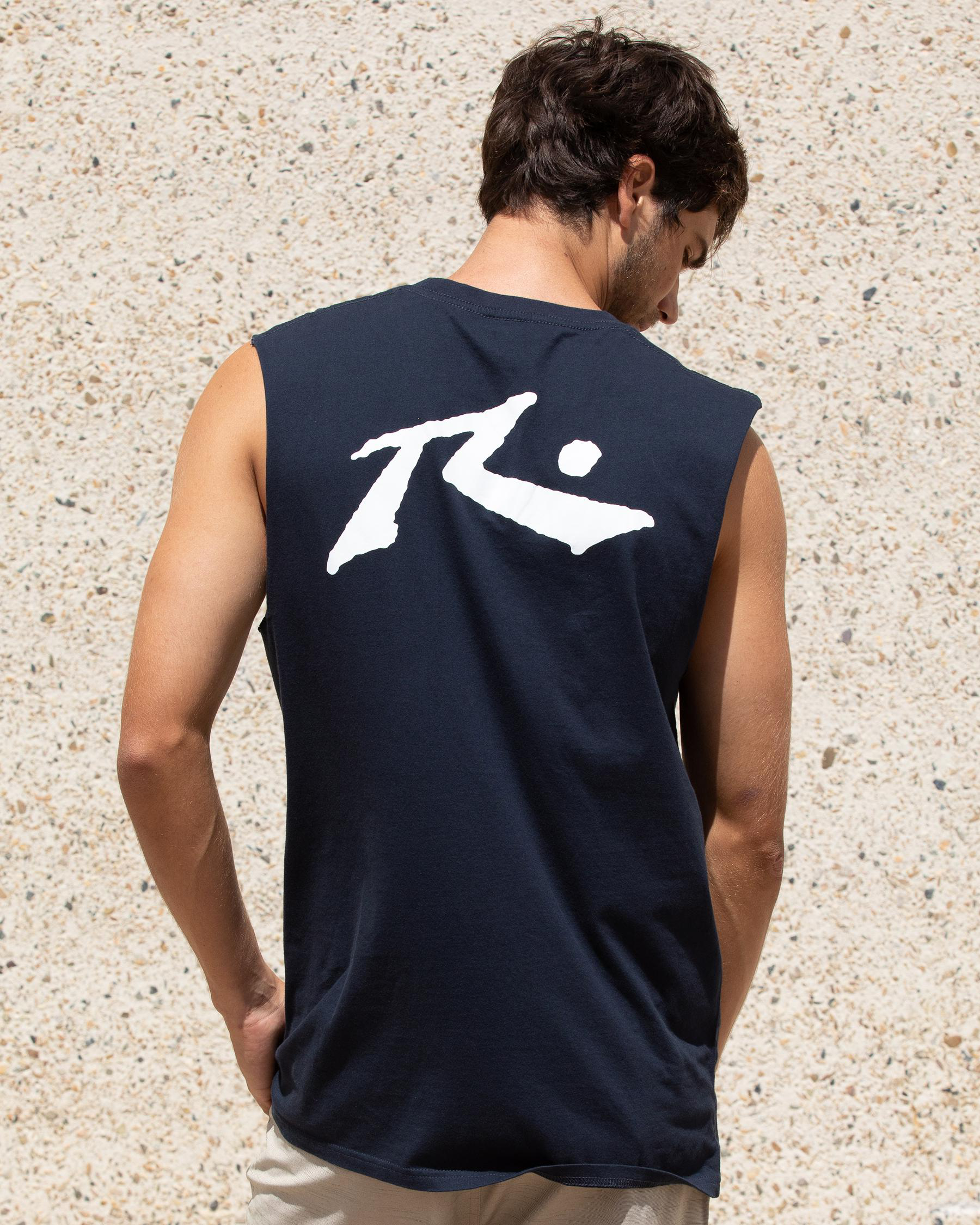 Shop Rusty Competition Muscle Tank In Navy Blue - Fast Shipping & Easy ...