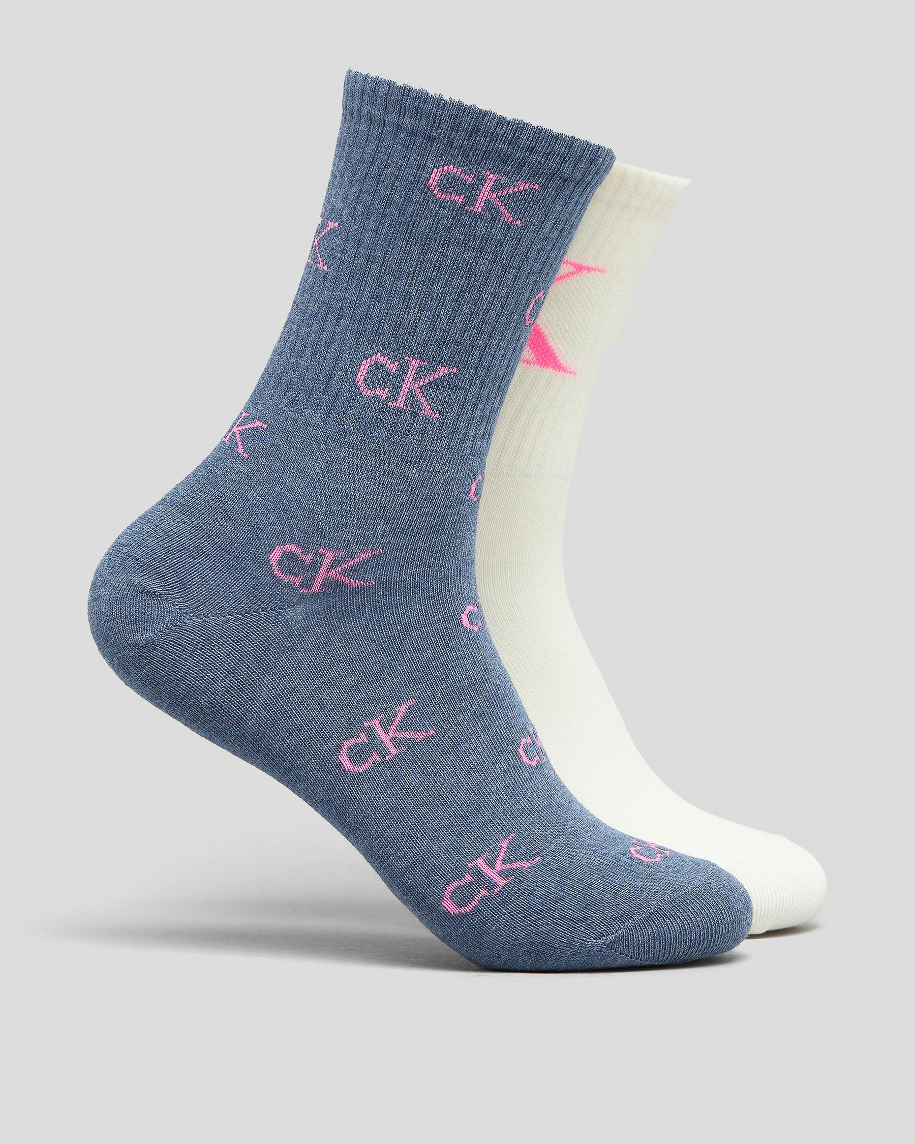 Shop Calvin Klein Womens Allover Monogram Casual Crew Sock Pack In ...