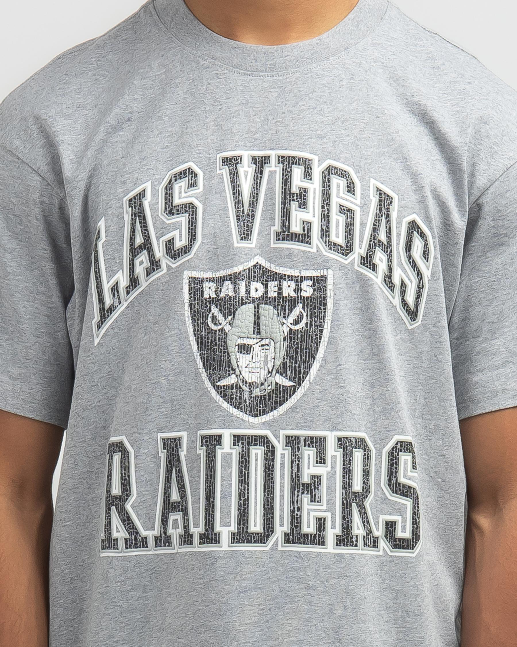 Shop Majestic Las Vegas Raider Cracked Puff Arch T-Shirt In Grey Marle ...
