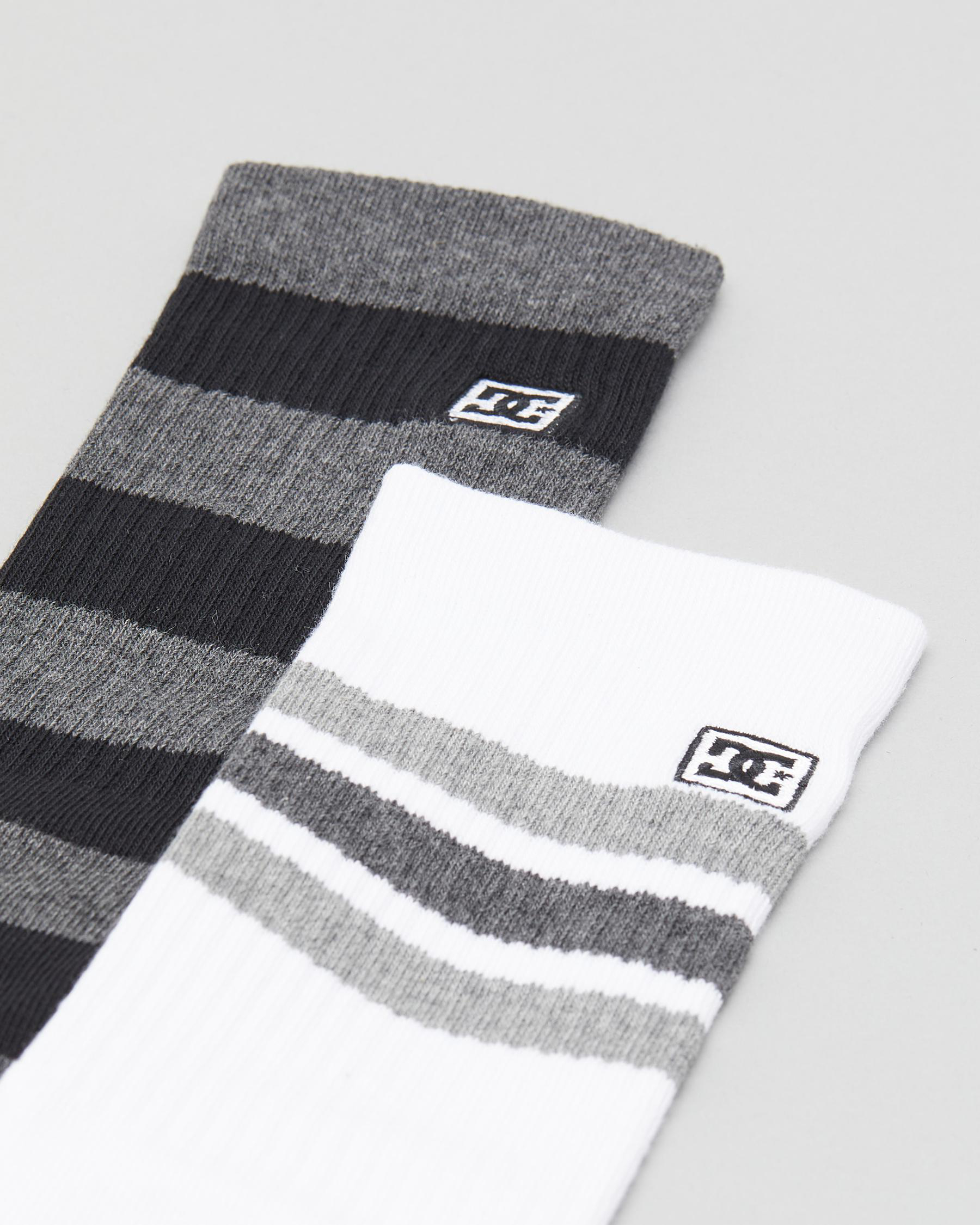 Shop DC Shoes DC Stripe Crew Socks 2 Pack In Black - Fast Shipping ...