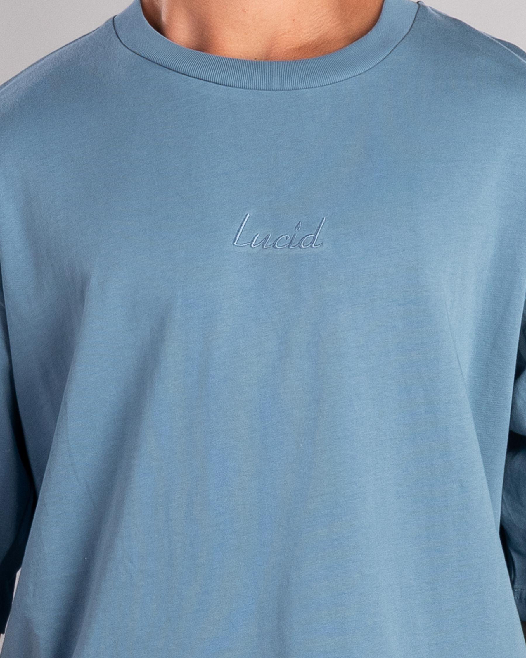 Shop Lucid Parse Box Fit T-Shirt In Slate Blue - Fast Shipping & Easy ...