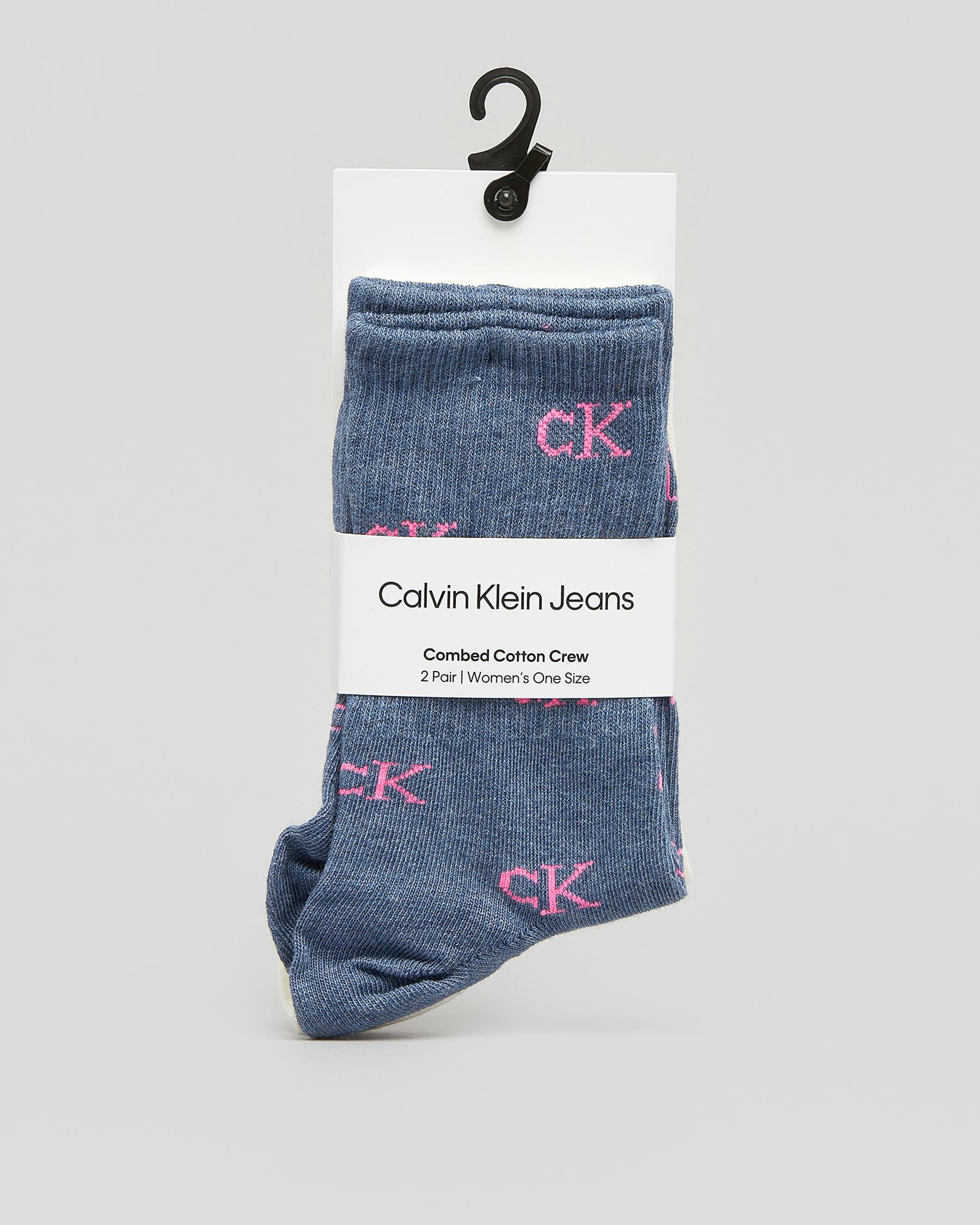 Shop Calvin Klein Womens Allover Monogram Casual Crew Sock Pack In ...