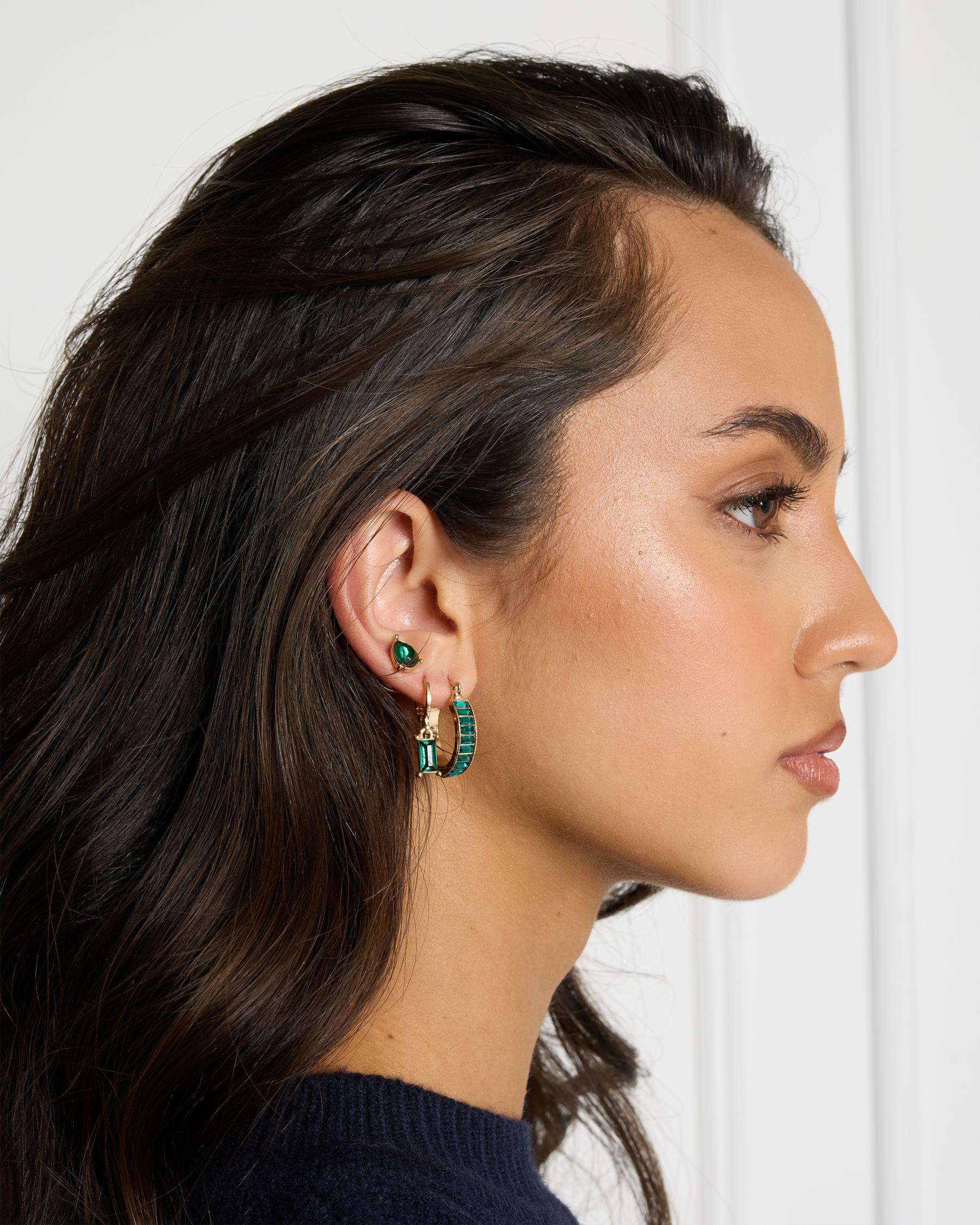 Shop Karyn In LA Bejeweled Earring Pack In Gold/green - Fast Shipping ...