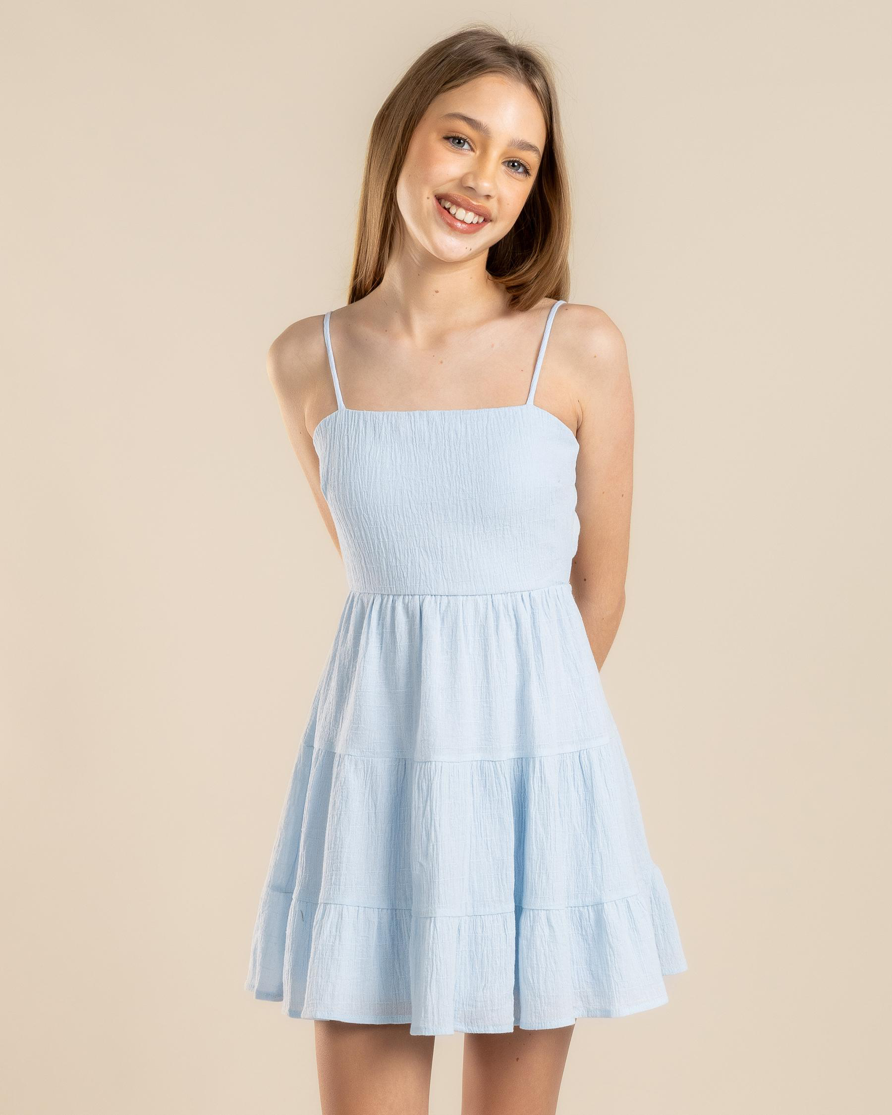 Shop Mooloola Girls' Tabetha Dress In Powder Blue - Fast Shipping ...