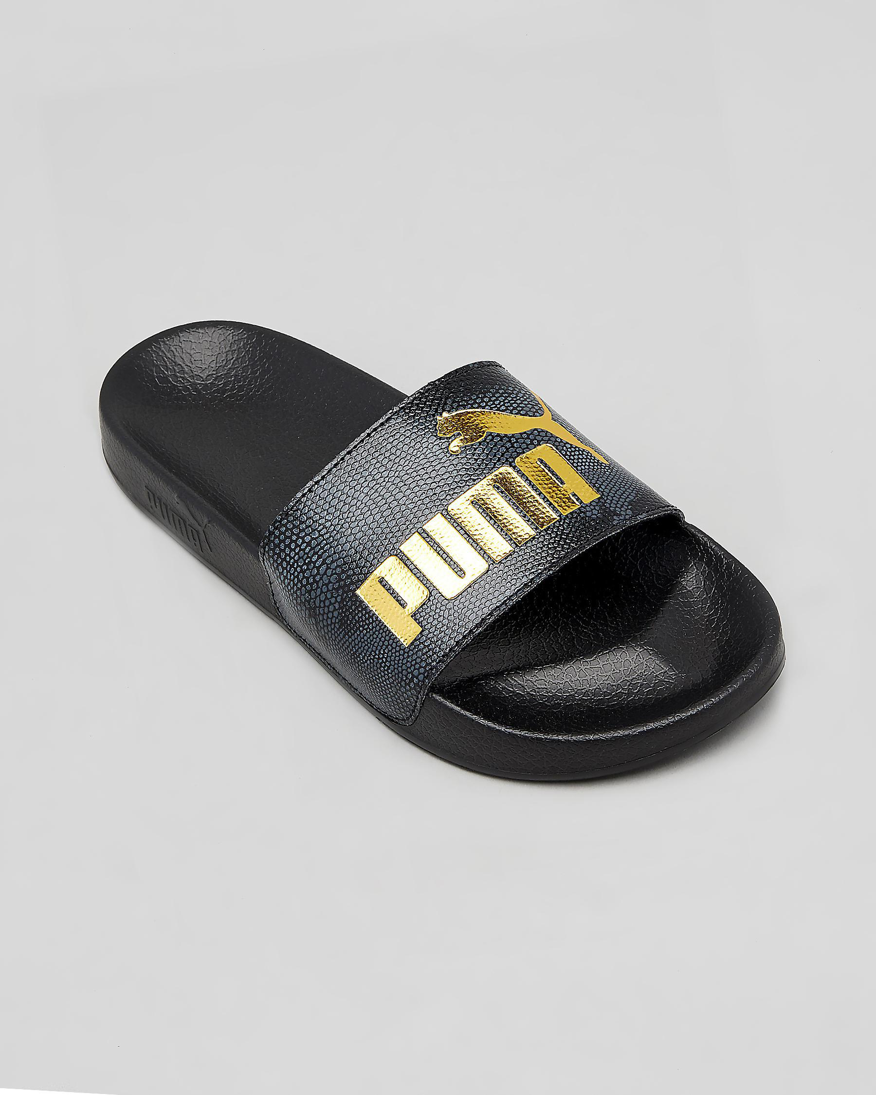Shop Puma Leadcat Slide Sandals In Puma Black/ Puma Team Gol - Fast ...