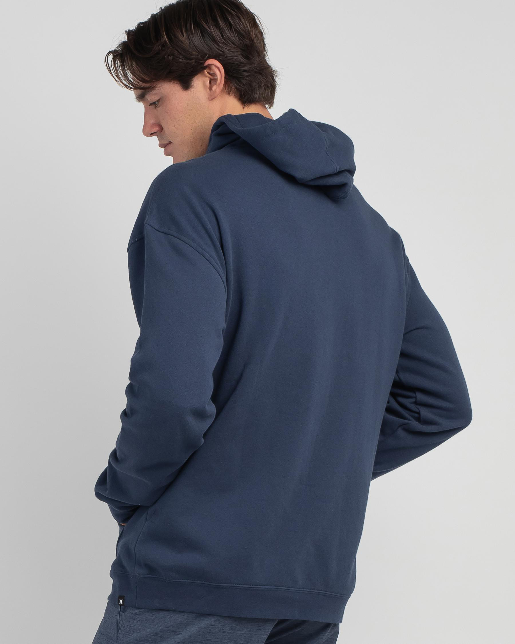 Shop Hurley Outline Icon Pullover Fleece Hoodie In Deep Blue - Fast ...