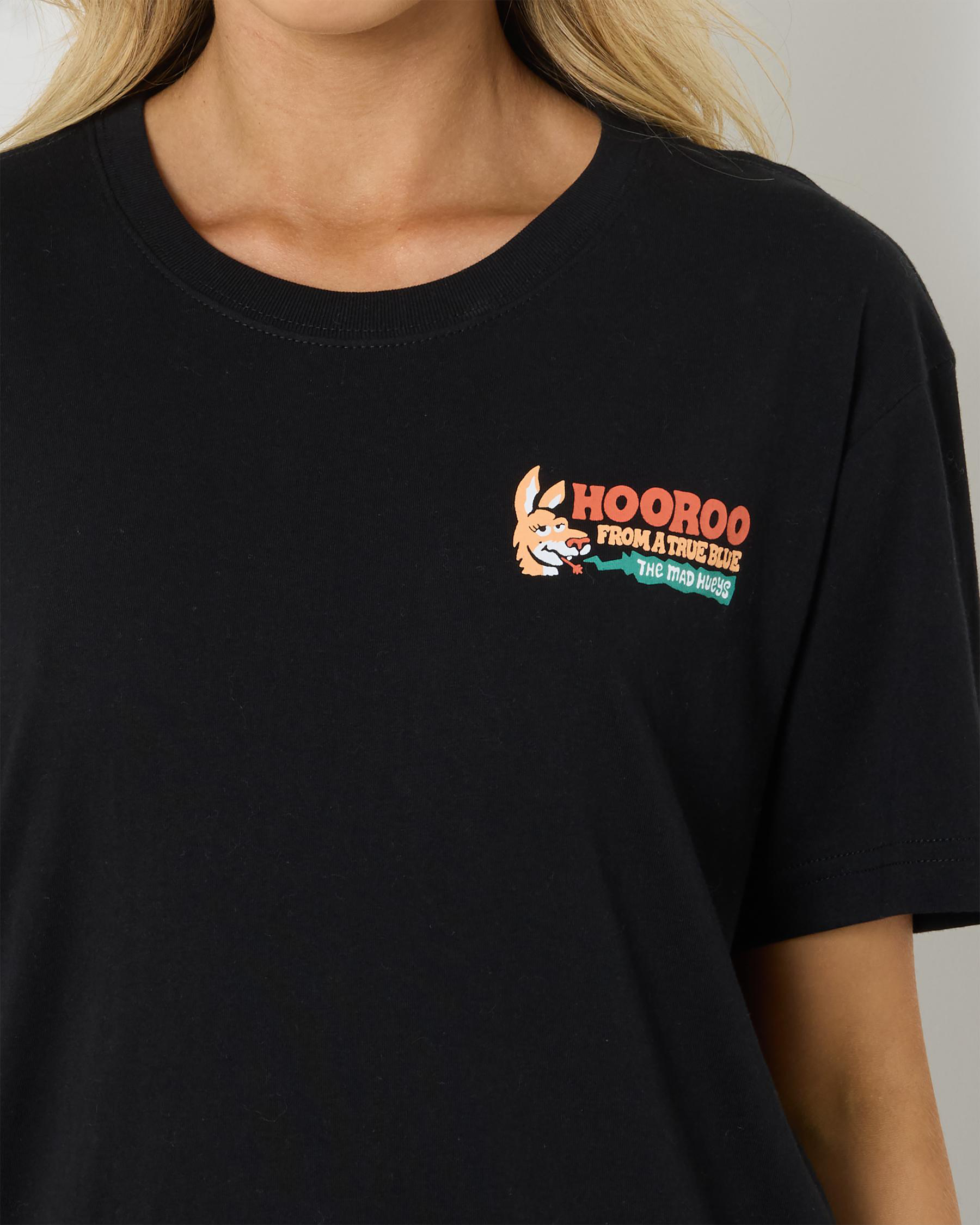 Shop The Mad Hueys Hooroo True Blue T-Shirt In Black - Fast Shipping ...