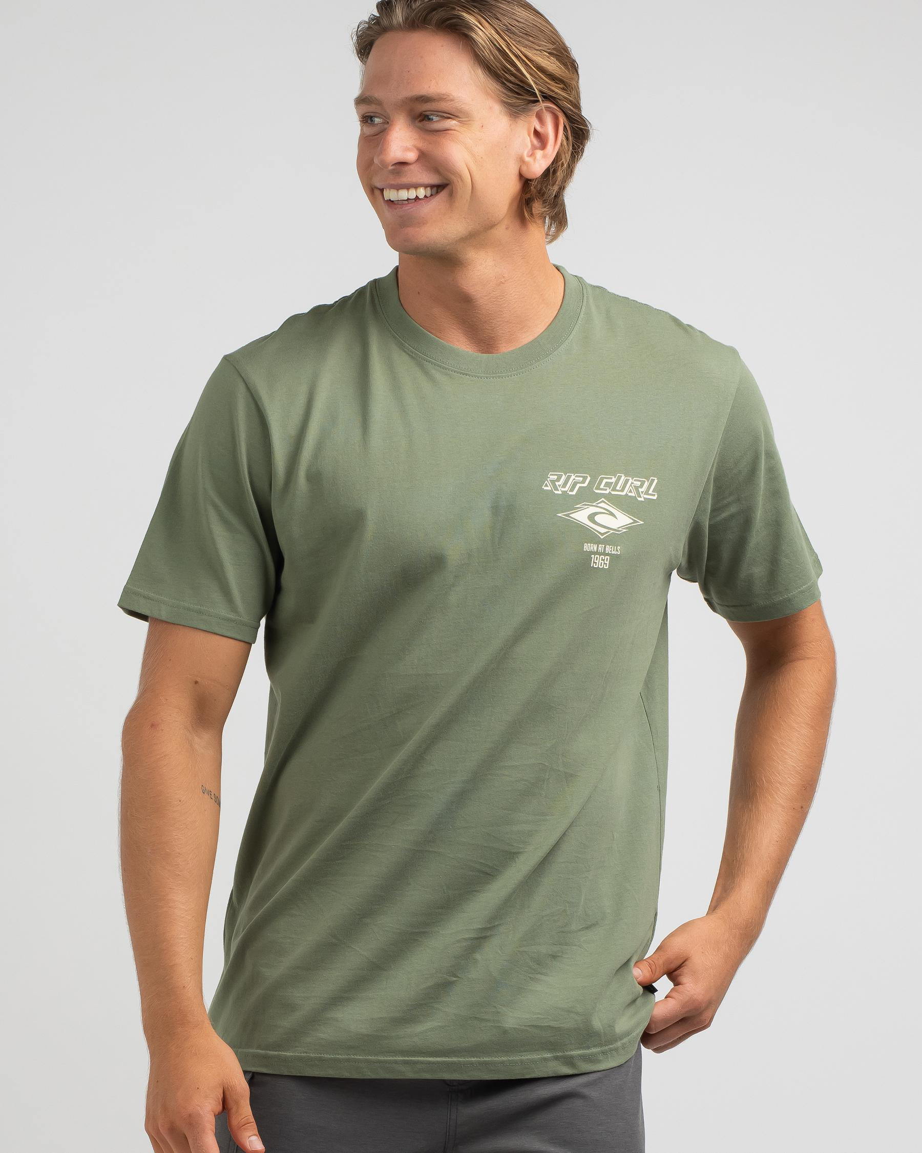Shop Rip Curl Fade Out Icon T-Shirt In Washed Clover - Fast Shipping ...